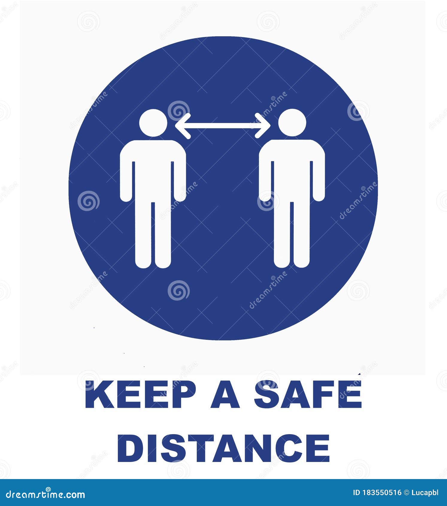 Keep a Safe Distance. Blue Circle Mandatory Sign Stock Illustration ...