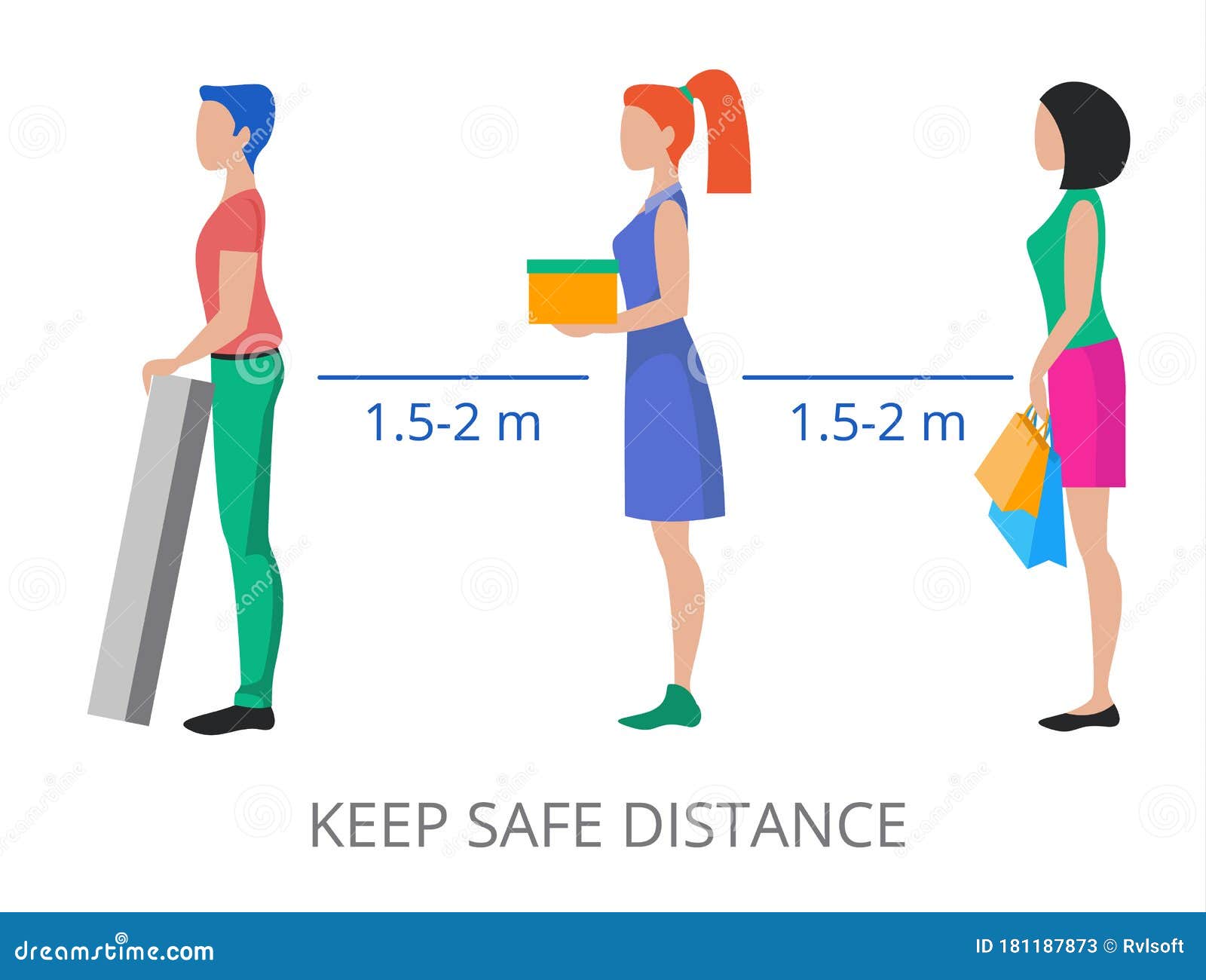 Keep Safe Distance Concept, Modern Flat Design Vector Illustration ...