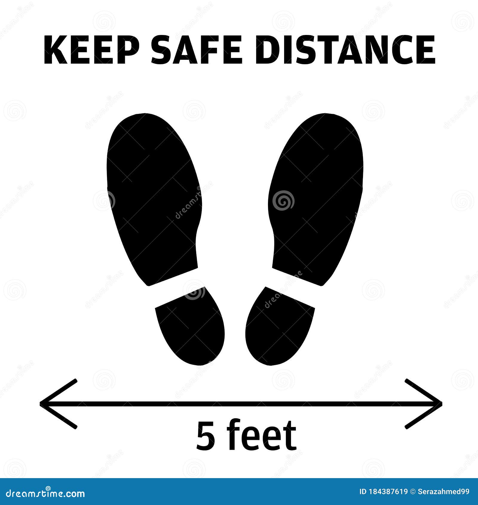 Keep Safe Distance of 5 Feet All the Time Vector Illustration Stock ...