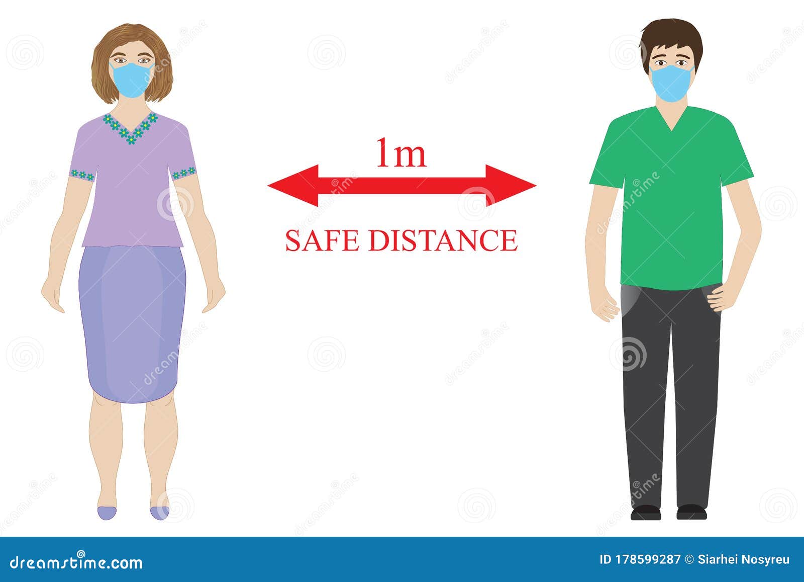 Keep Safe Distance 1 M. Coronavirus Preventive Measures Stock Vector ...