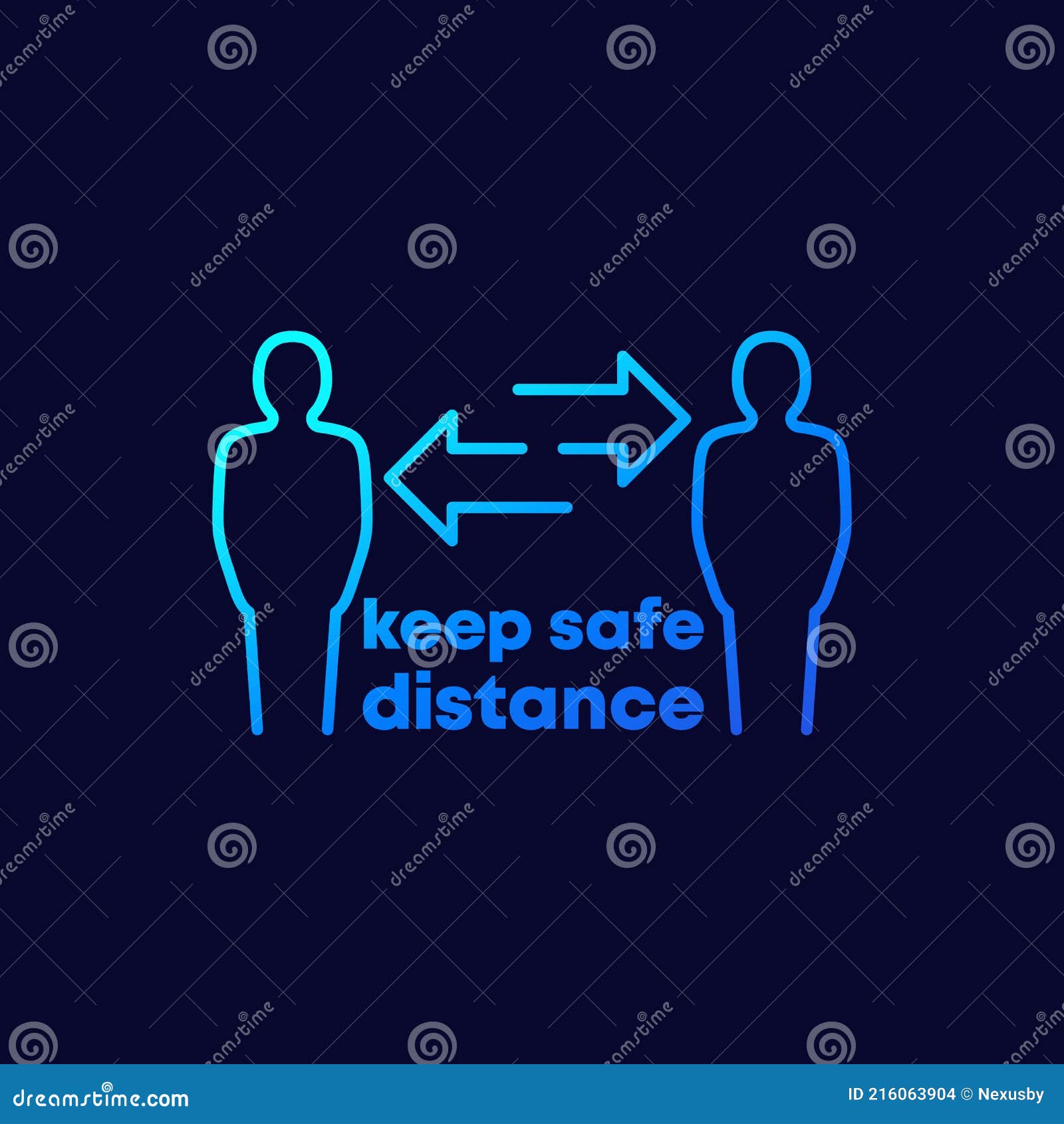 Keep Safe Distance Vector Sign on Dark Stock Vector - Illustration of ...