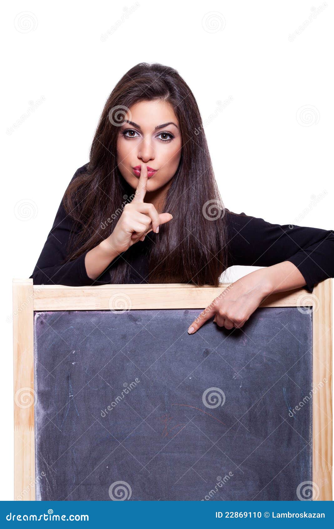 Keep Secret Woman Pointing Blackboard Stock Photos - Free & Royalty ...