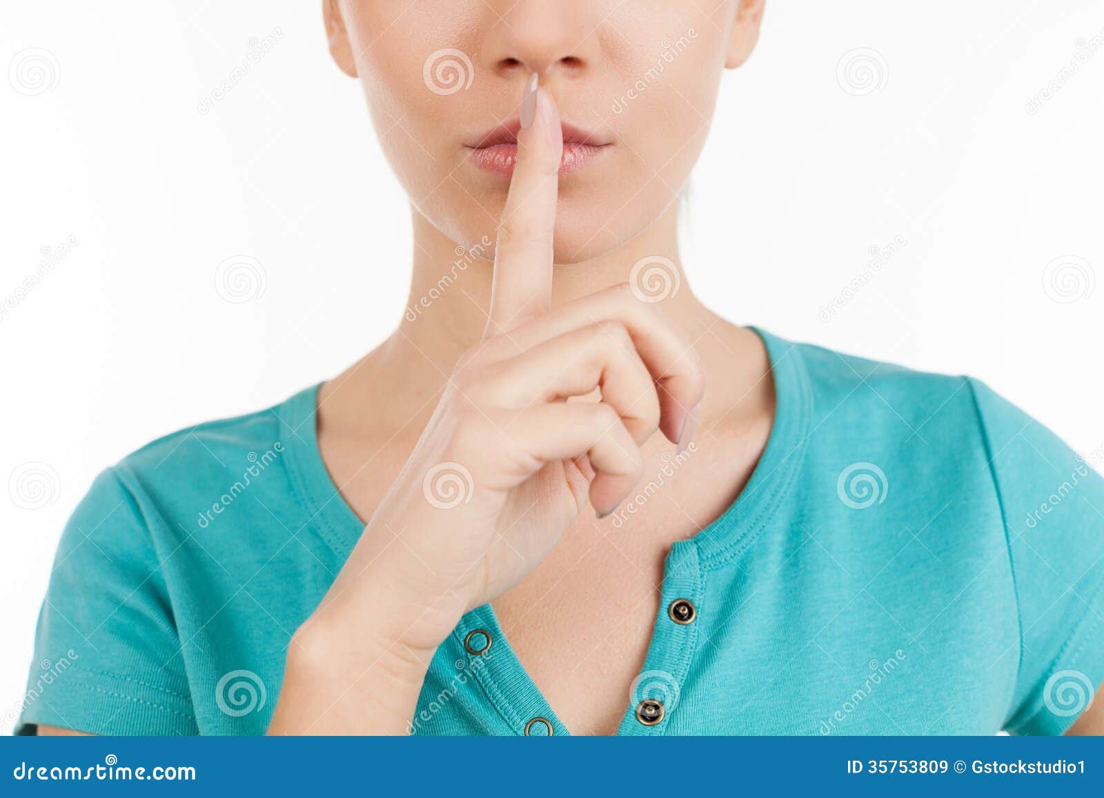 Keep silence. stock image. Image of female, silence, hand - 35753809