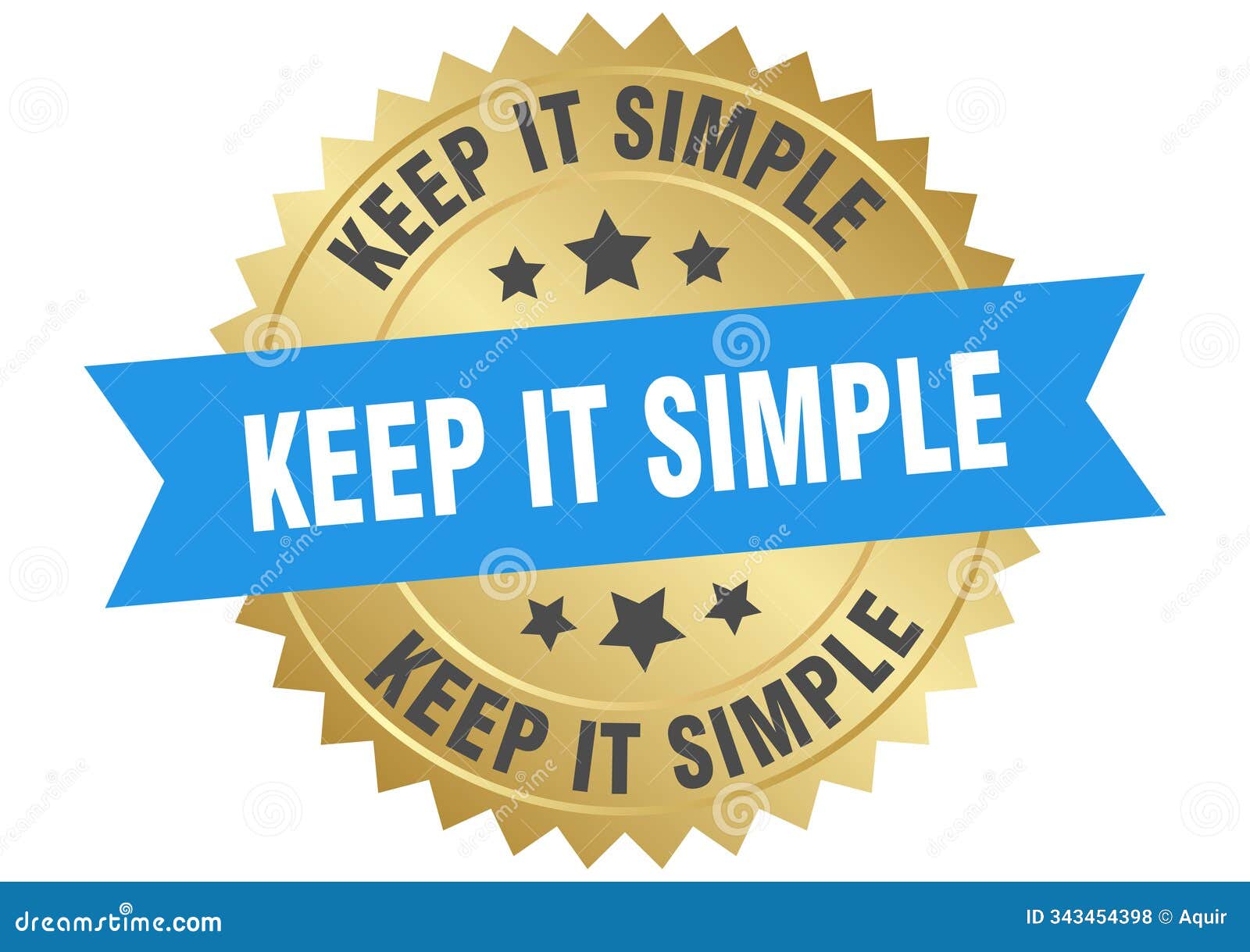 Keep it Simple. Keep it Simple Round Blue and Gold Label Isolated on Transparent Background ...