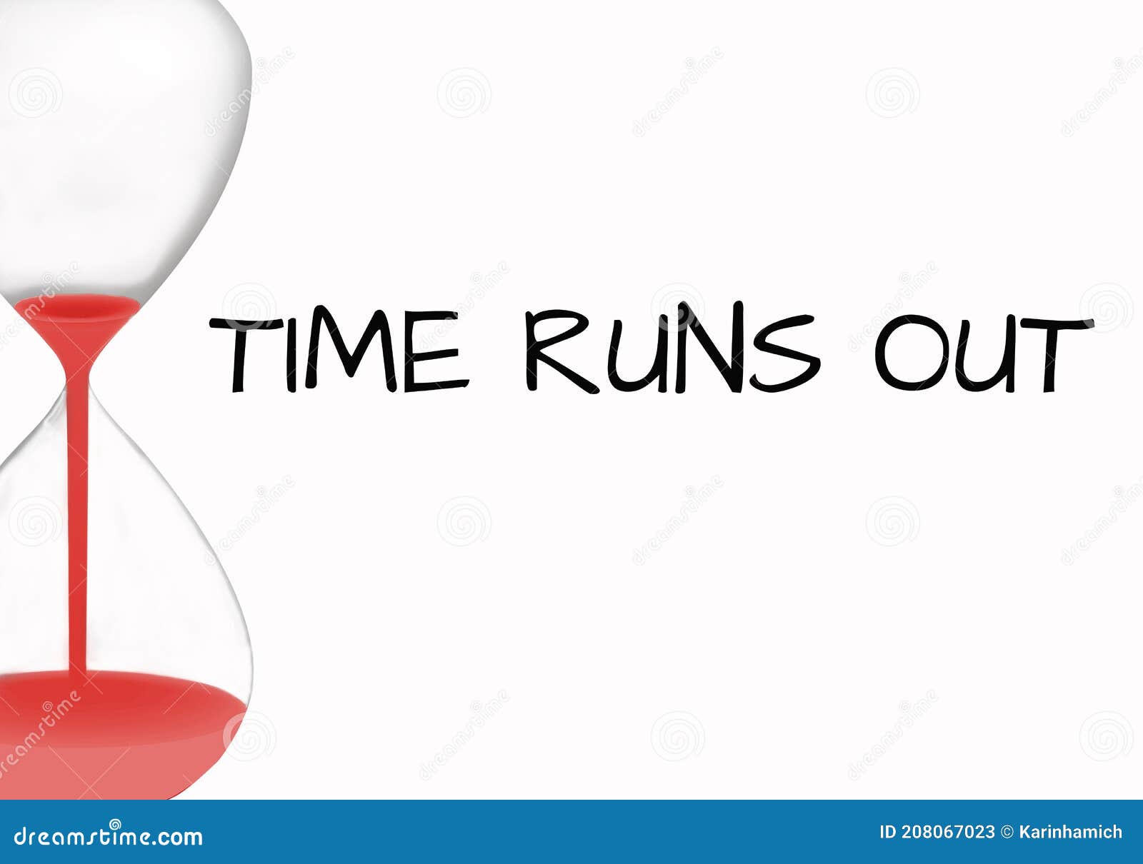 Egg Timer with Text: Time Runs Out. White Background Stock Illustration ...