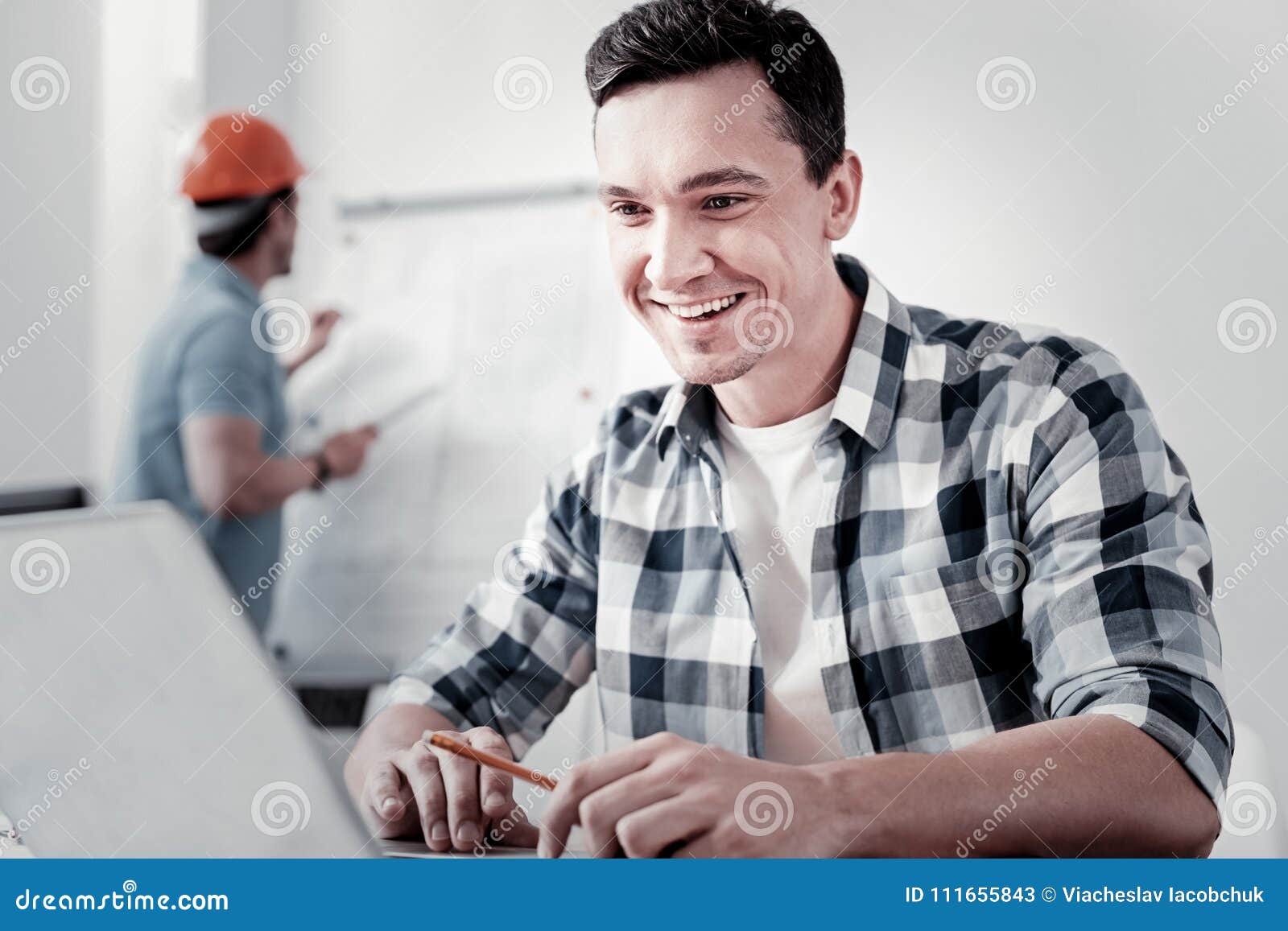 Joyful Young Man Being Glad To Work Here Stock Image - Image of ...
