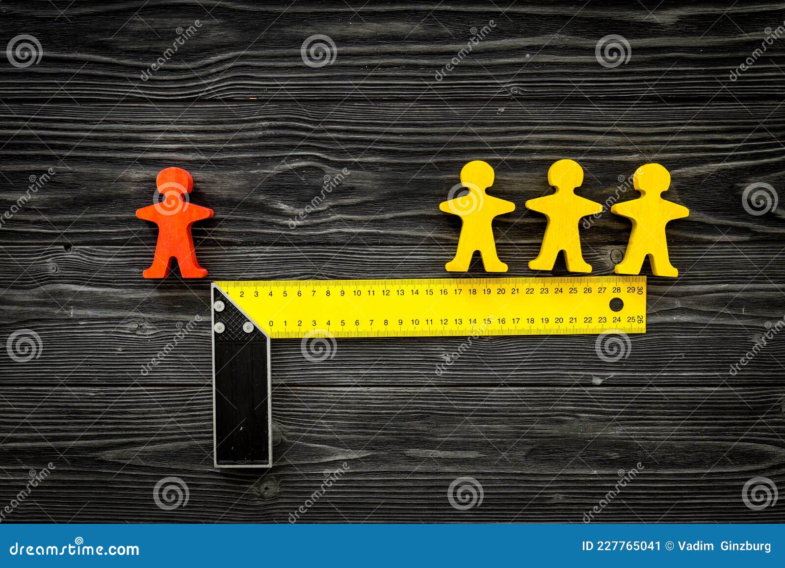 Keep Social Distance Concept with Two Man Figures and Metal Ruler Stock ...