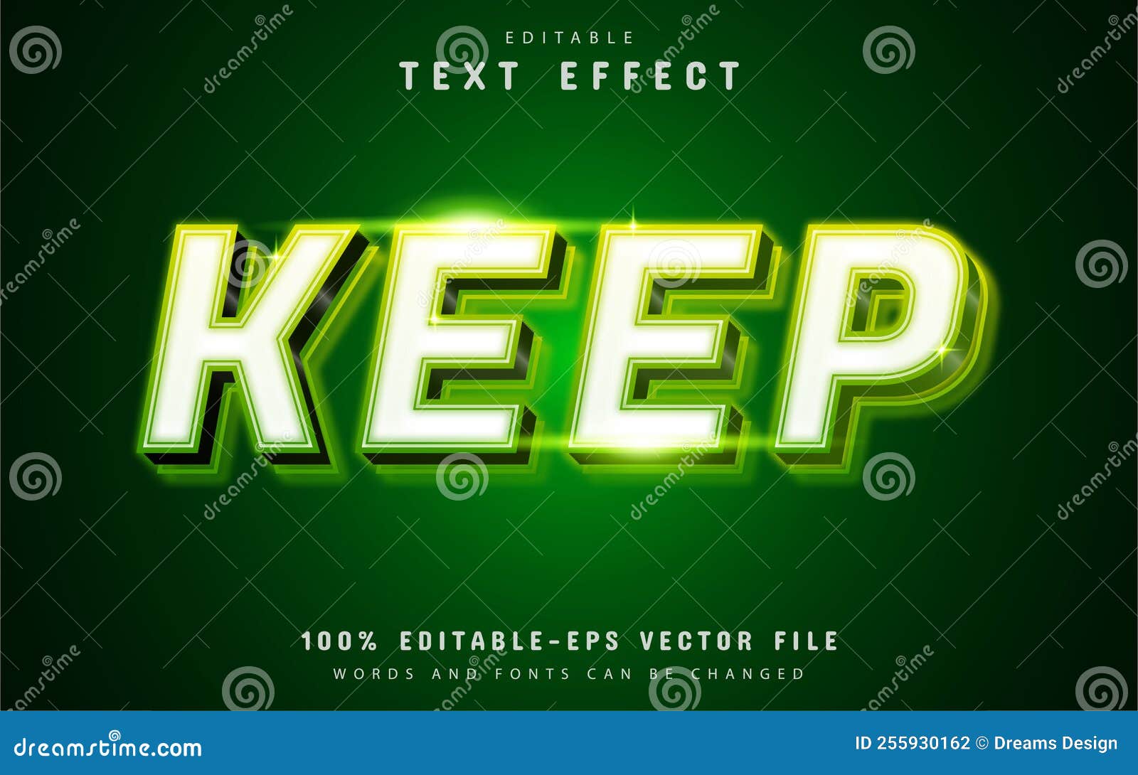 Keep Text Effect with Light Green Stock Vector - Illustration of ...