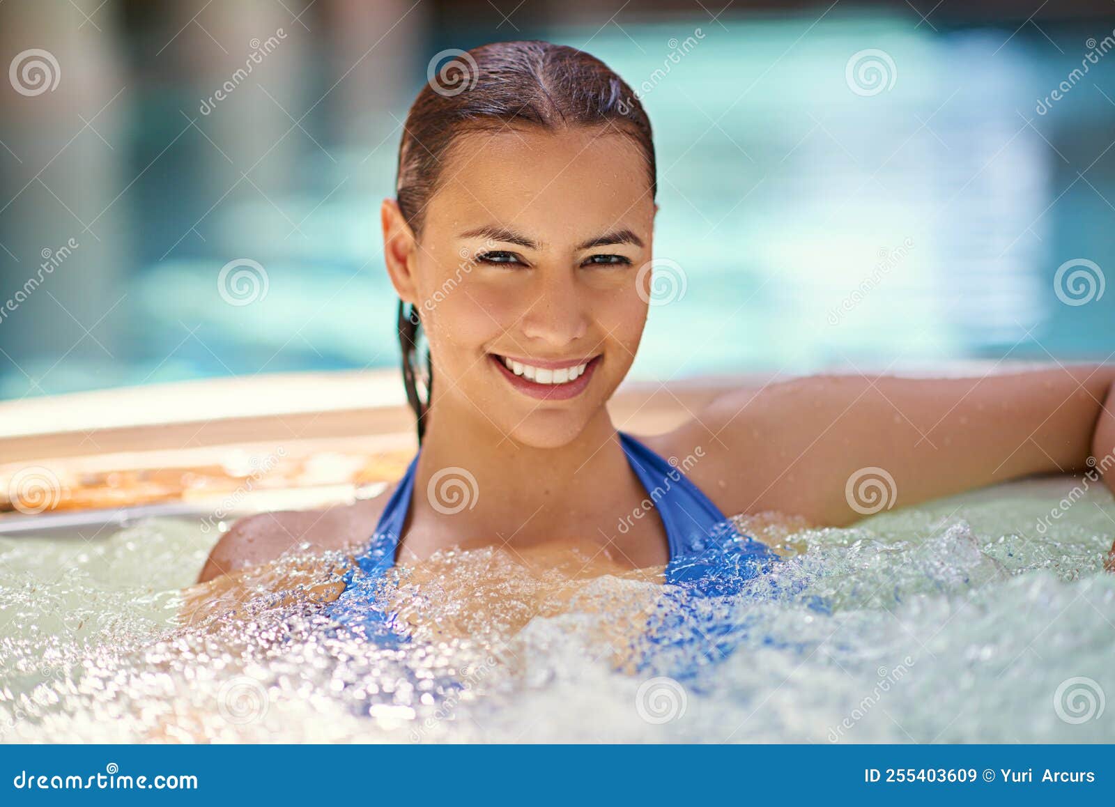 Keep Things Aquatic. a Young Woman Relaxing in the Pool at a Spa. Stock ...