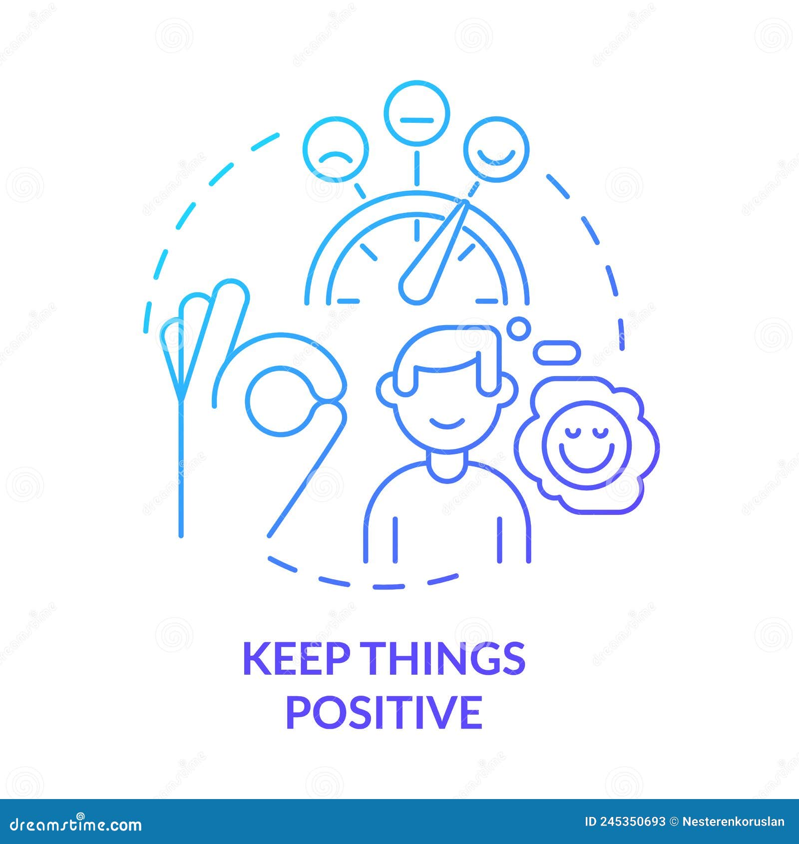 Keep Things Positive Blue Gradient Concept Icon Stock Vector ...