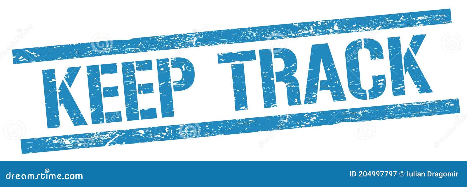 Keep Track Text on Blue Grungy Rectangle Stamp Stock Illustration ...