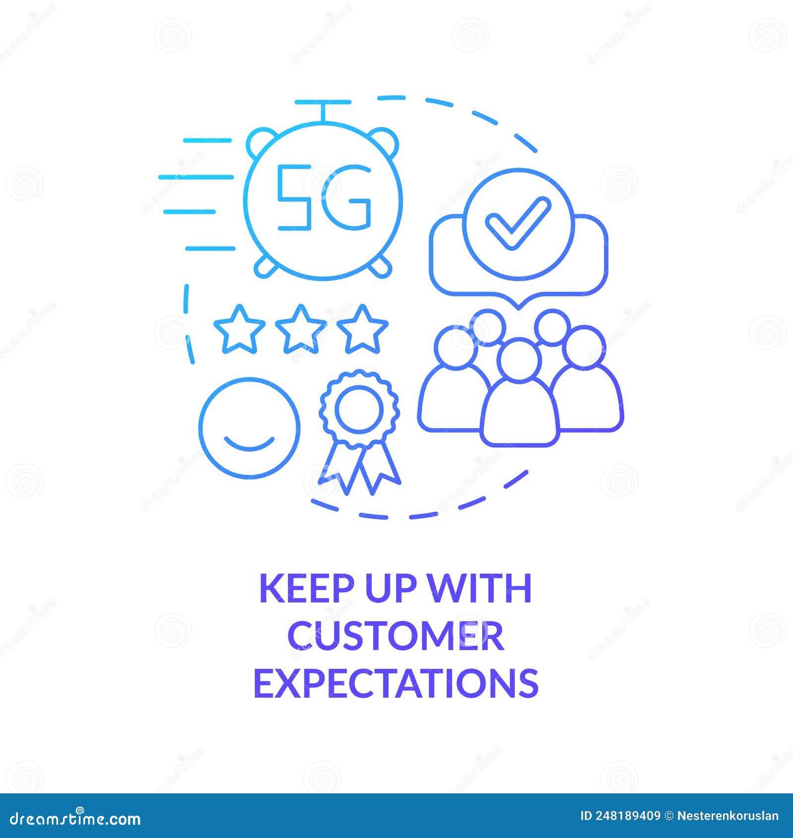 Keep Up with Customer Expectations Blue Gradient Concept Icon Stock ...