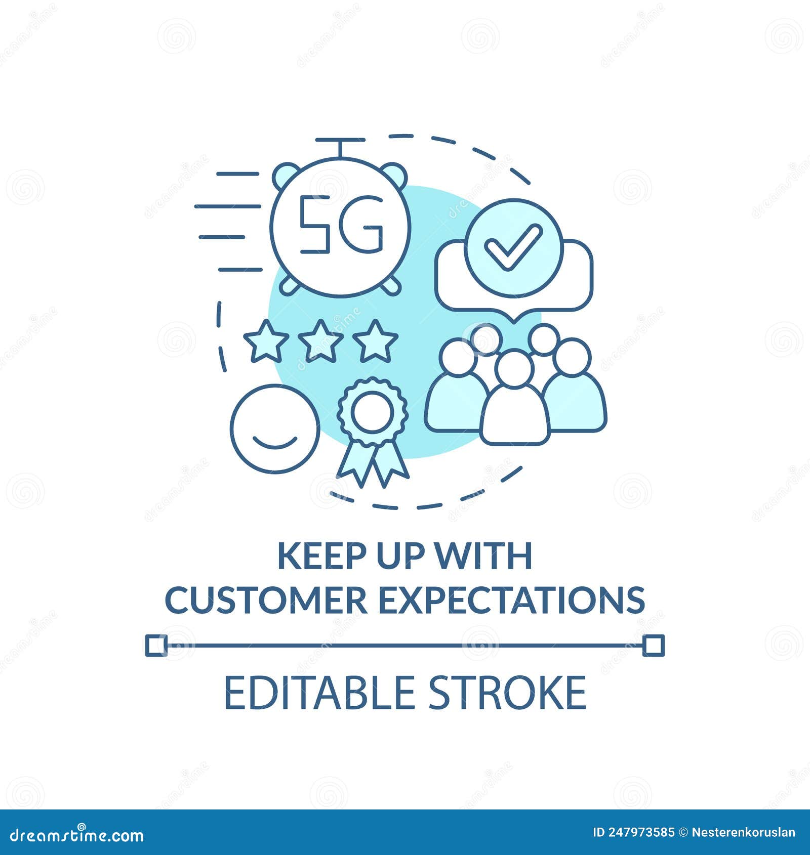 Keep Up with Customer Expectations Turquoise Concept Icon Stock Vector ...