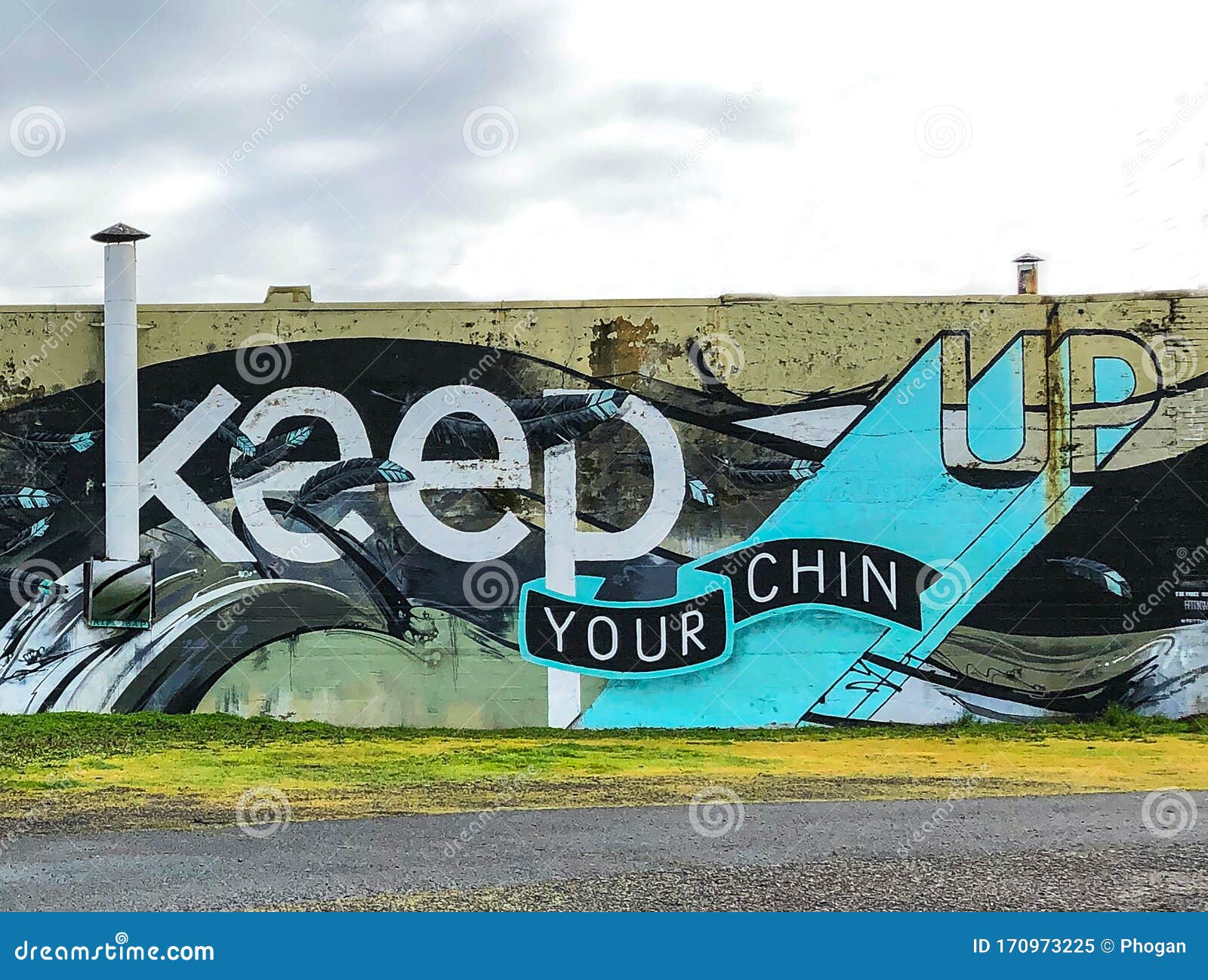 Keep Your Chin Up Message on Building Side Optimism Message Editorial ...