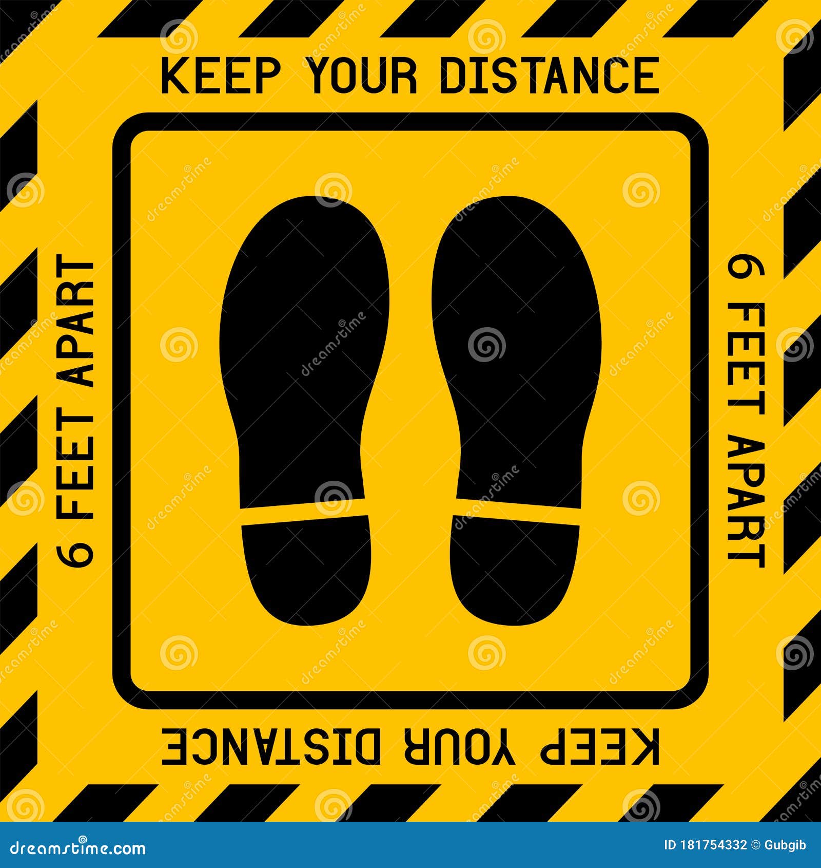Keep Your Distance with Footprint Shoe Shape Stock Vector ...