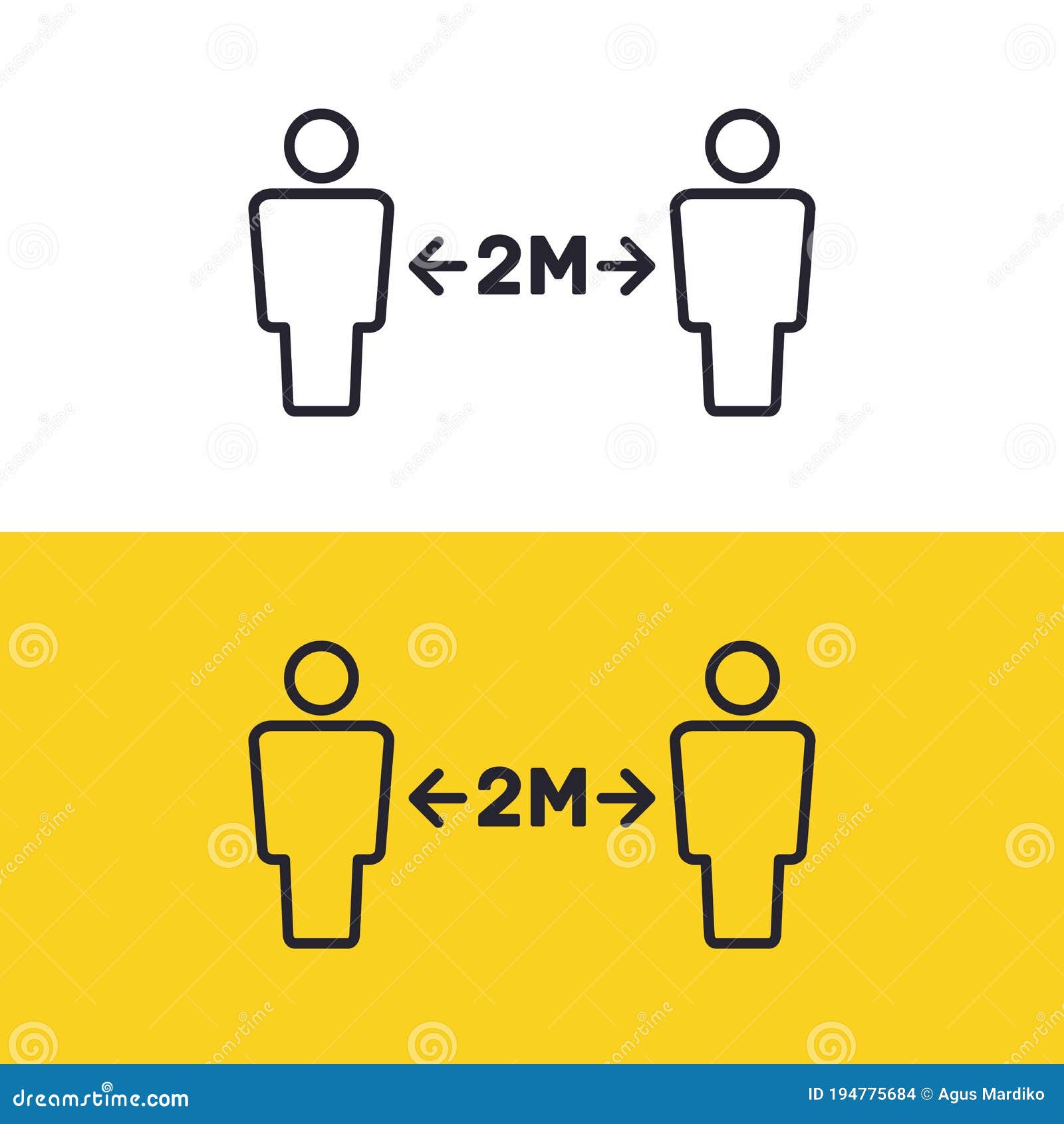 Keep Your Distance Sticker 2m Vector Eps Stock Vector - Illustration of ...