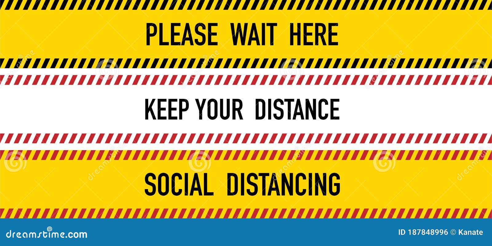 Keep Your Distance Yellow Warning Tape Stock Vector - Illustration of ...