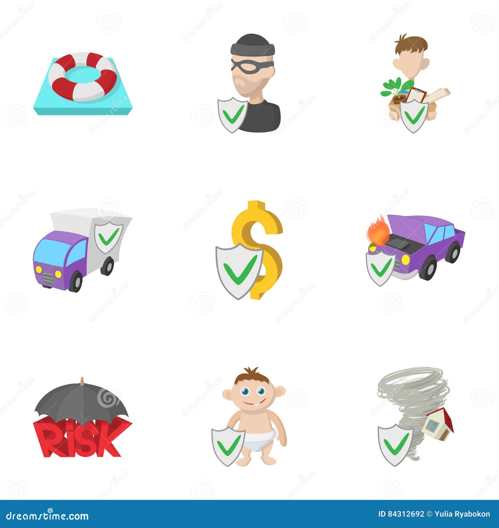 Keeping Icons Set, Cartoon Style Stock Vector - Illustration of ...