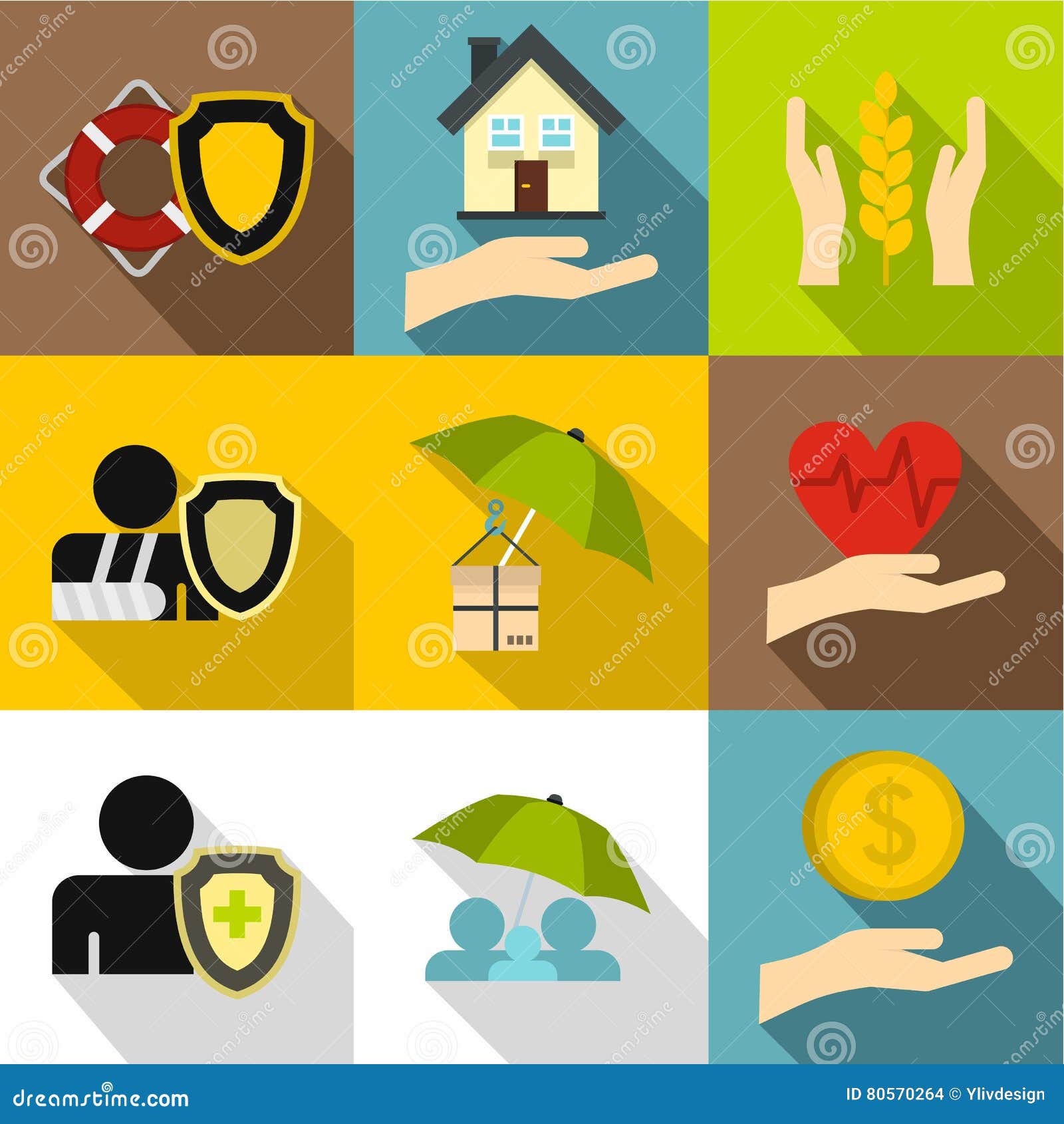 Keeping Icons Set, Flat Style Stock Vector - Illustration of keeping ...