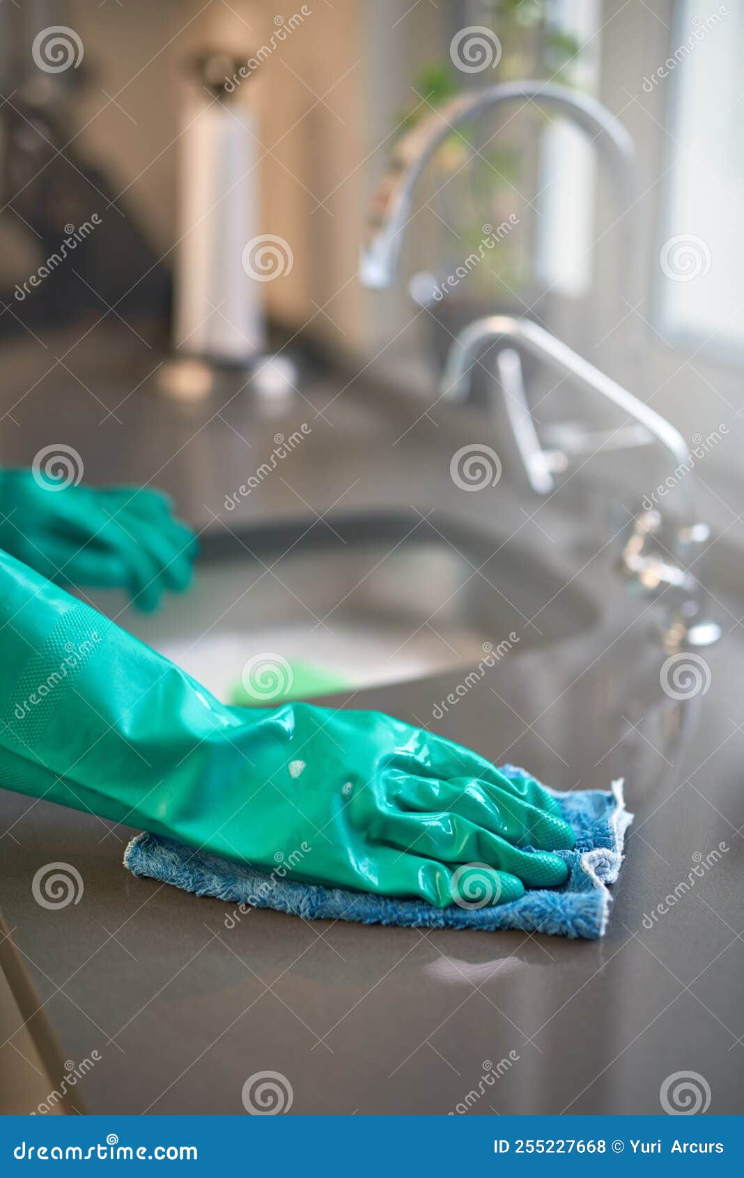 Keeping Things Spotless. Closeup of a Person Cleaning a Kitchen Surface ...