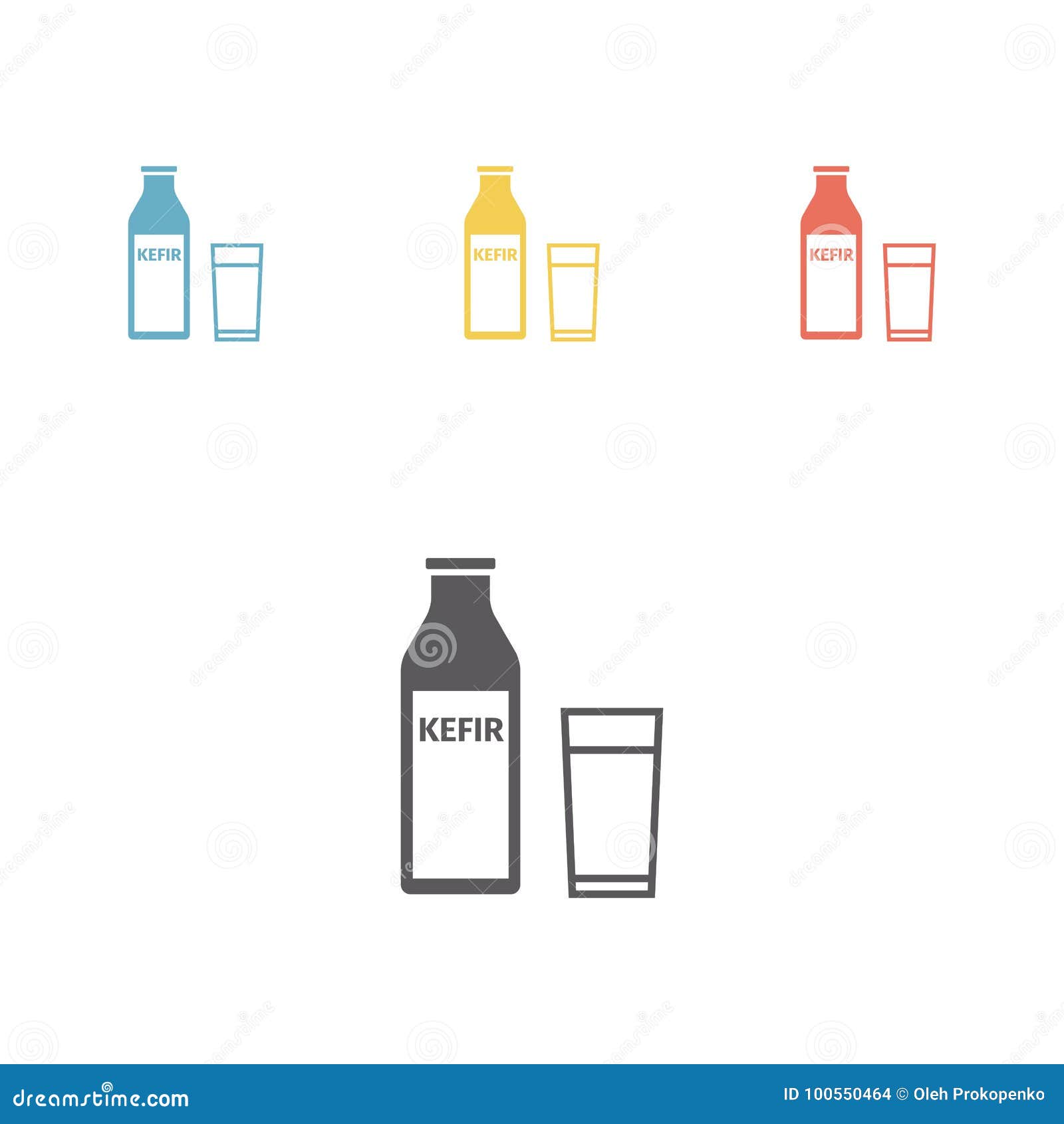Kefir in a Bottle Vector Signs for Web Graphics. Stock Vector ...