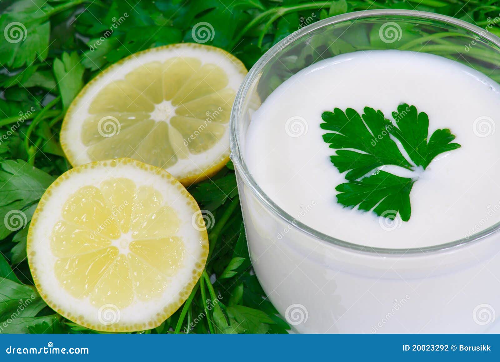 Kefir, Fresh Lemon and Greens Stock Photo - Image of dinner, health ...