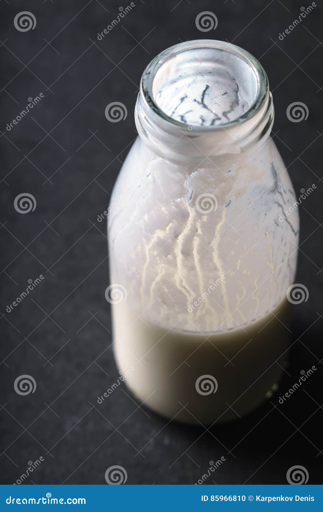 Kefir in a Glass Bottle on a Gray Slate Stock Photo - Image of greek ...