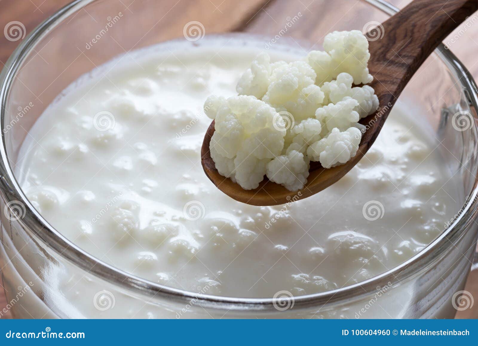 Kefir Grains Above a Jar of Milk Kefir Stock Photo - Image of homemade ...