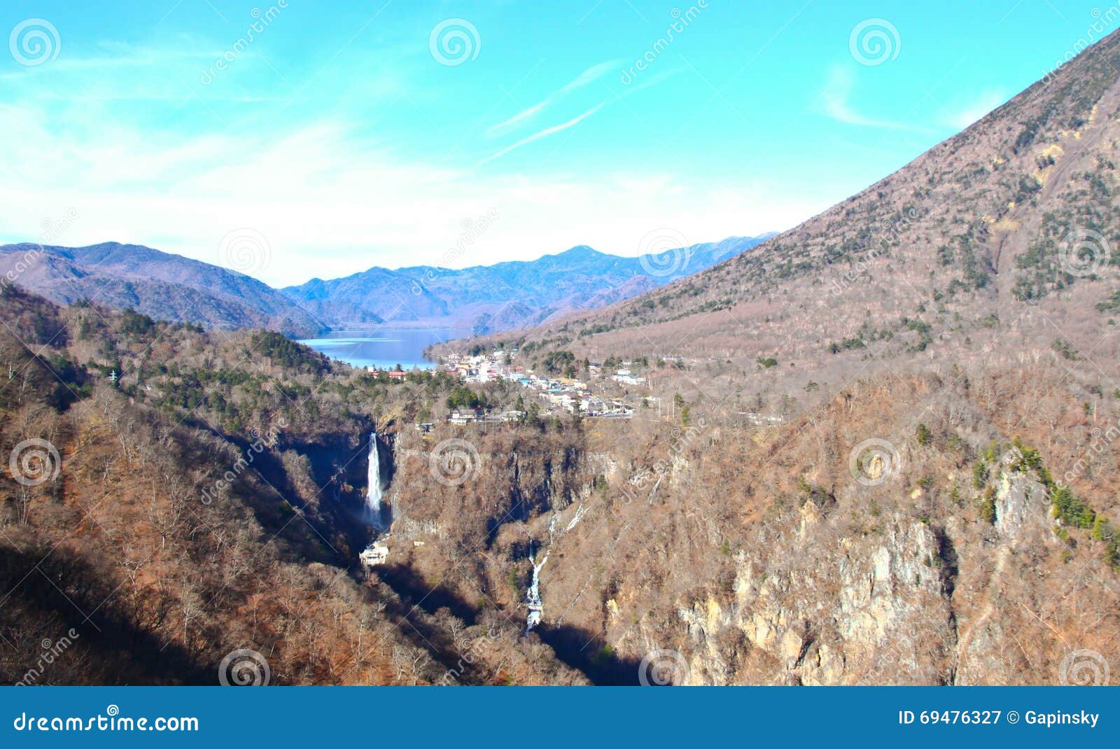 Kegon waterfall far view stock image. Image of scenic - 69476327
