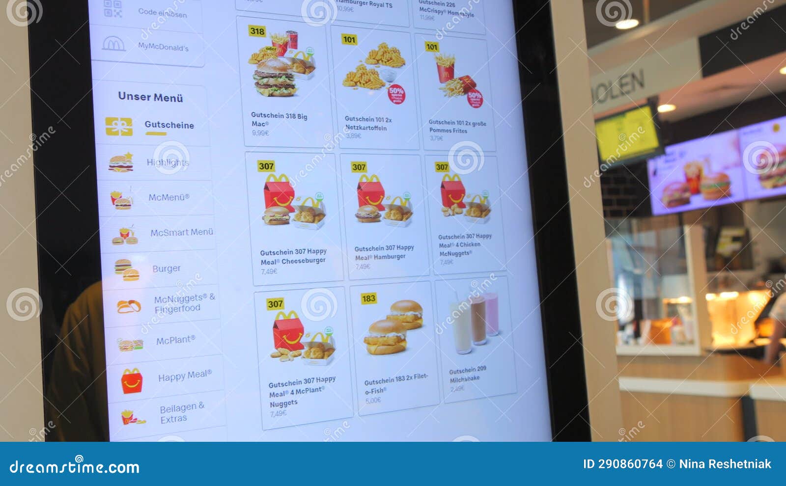 Kehl, Germany - September 17, 2023: Digital Order Screen. a Man Makes ...