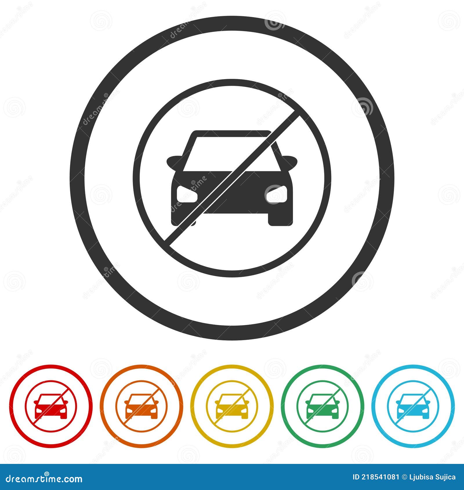 Kein Auto Oder Kein Parkplatz Verkehrszeichen Farbsatz Vektor Abbildung ...