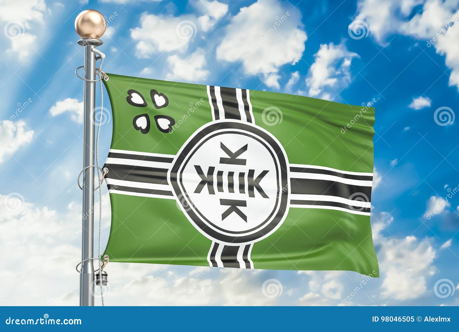 Kek Flag Kekistan Waving in Blue Cloudy Sky, 3D Rendering Stock ...