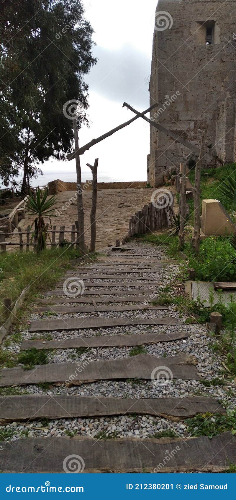 Kelibia castle crosswalk stock image. Image of crosswalk - 212380201
