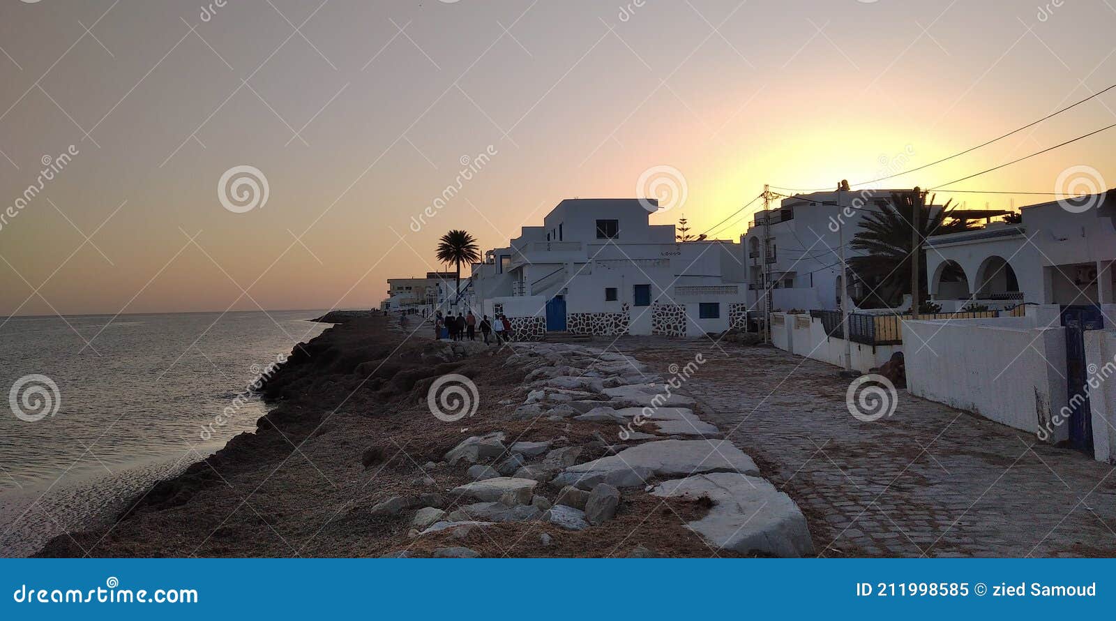 Kelibia Tunisie Courniche View Stock Image - Image of shore, sunset ...