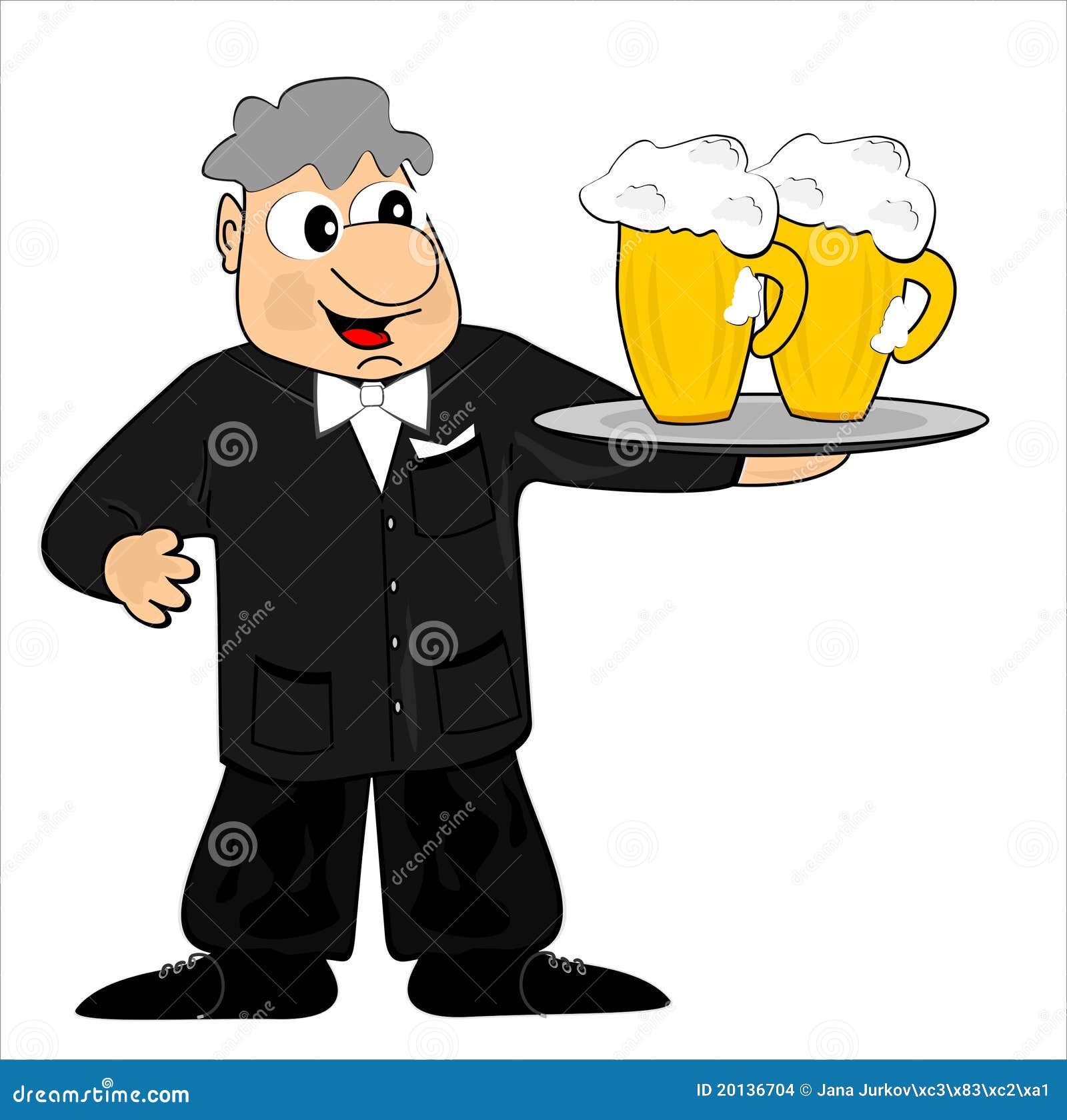 Kellner und Bier vektor abbildung. Illustration von nahrung - 20136704