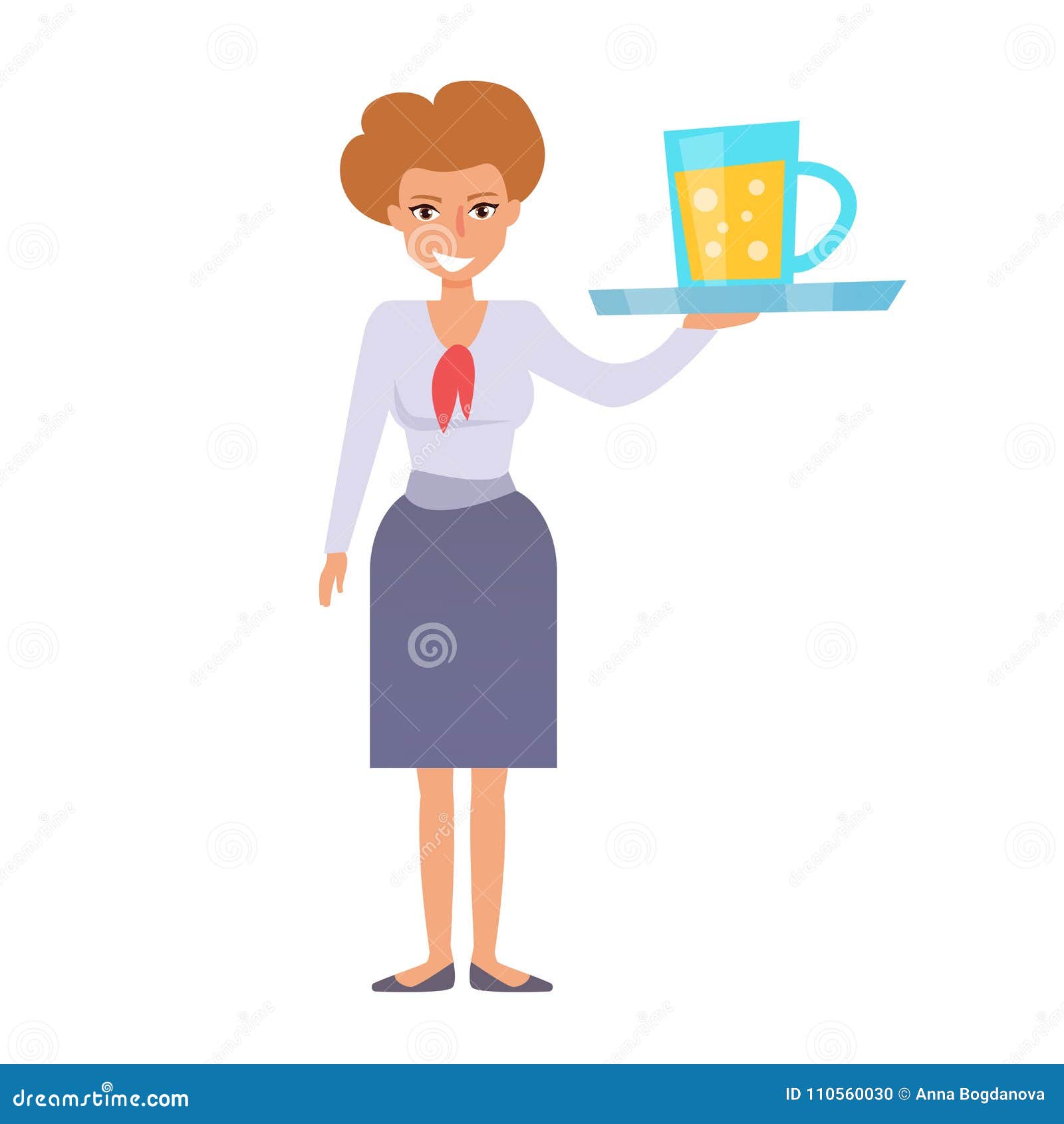 Kellnerin Vektor Karikatur Getrennt Vektor Abbildung - Illustration von ...