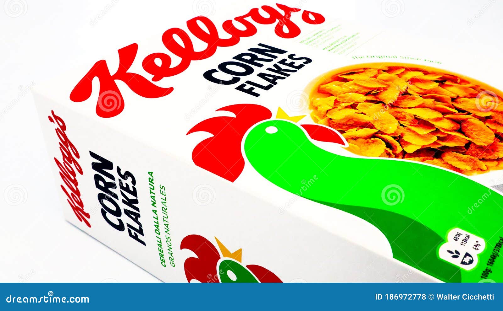 Kellogg`s Corn Flakes box editorial stock photo. Image of light - 186972778