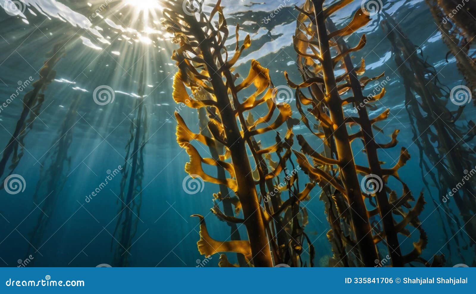 Kelp Background. Giant Kelp (Macrocystis Pyrifera) Underwater With The ...