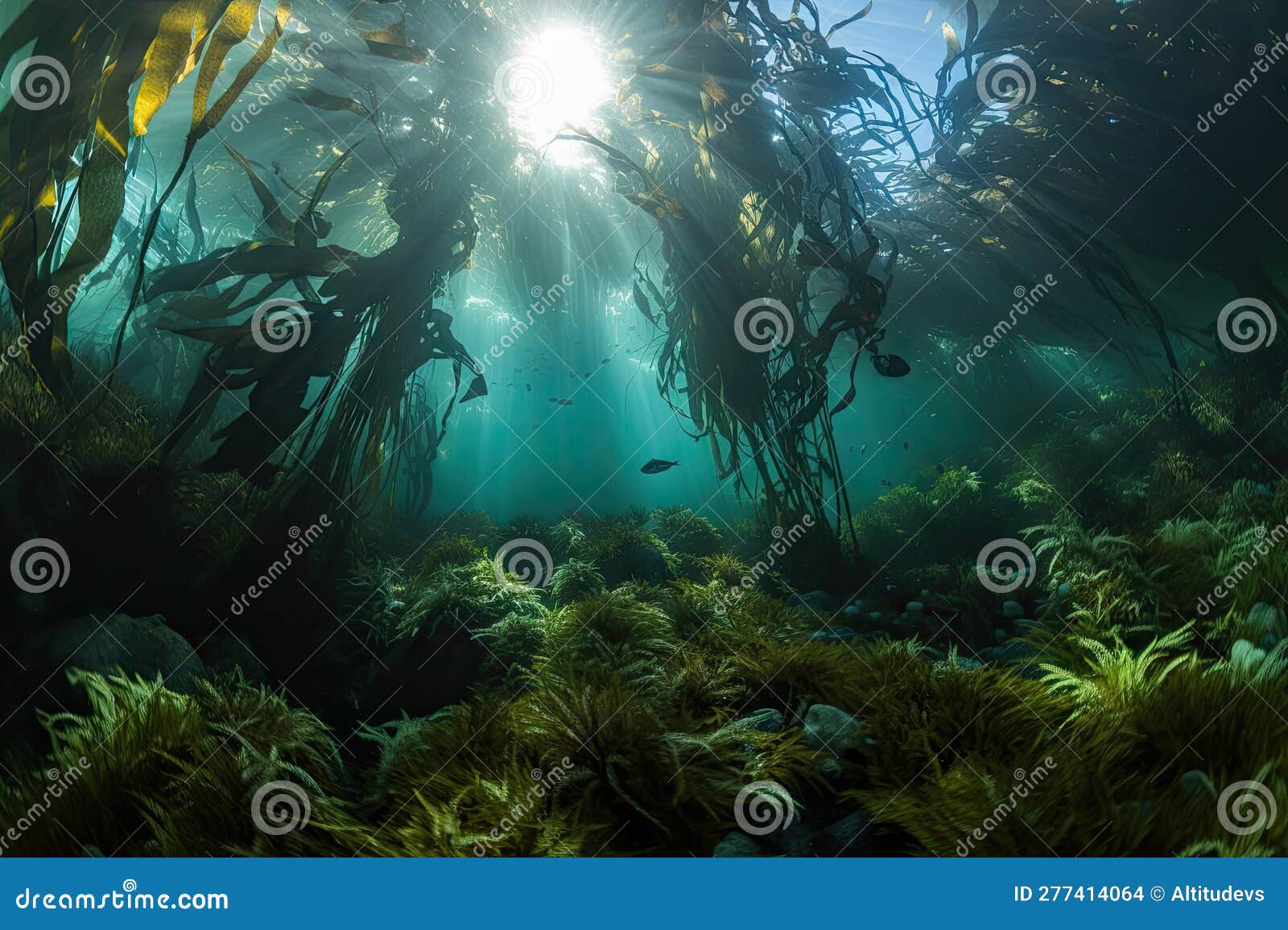 Kelp Forest with Schools of Fish and Octopus Hiding among the Fronds ... Kelp Forest with Schools of Fish and Octopus Hiding among the Fronds ...