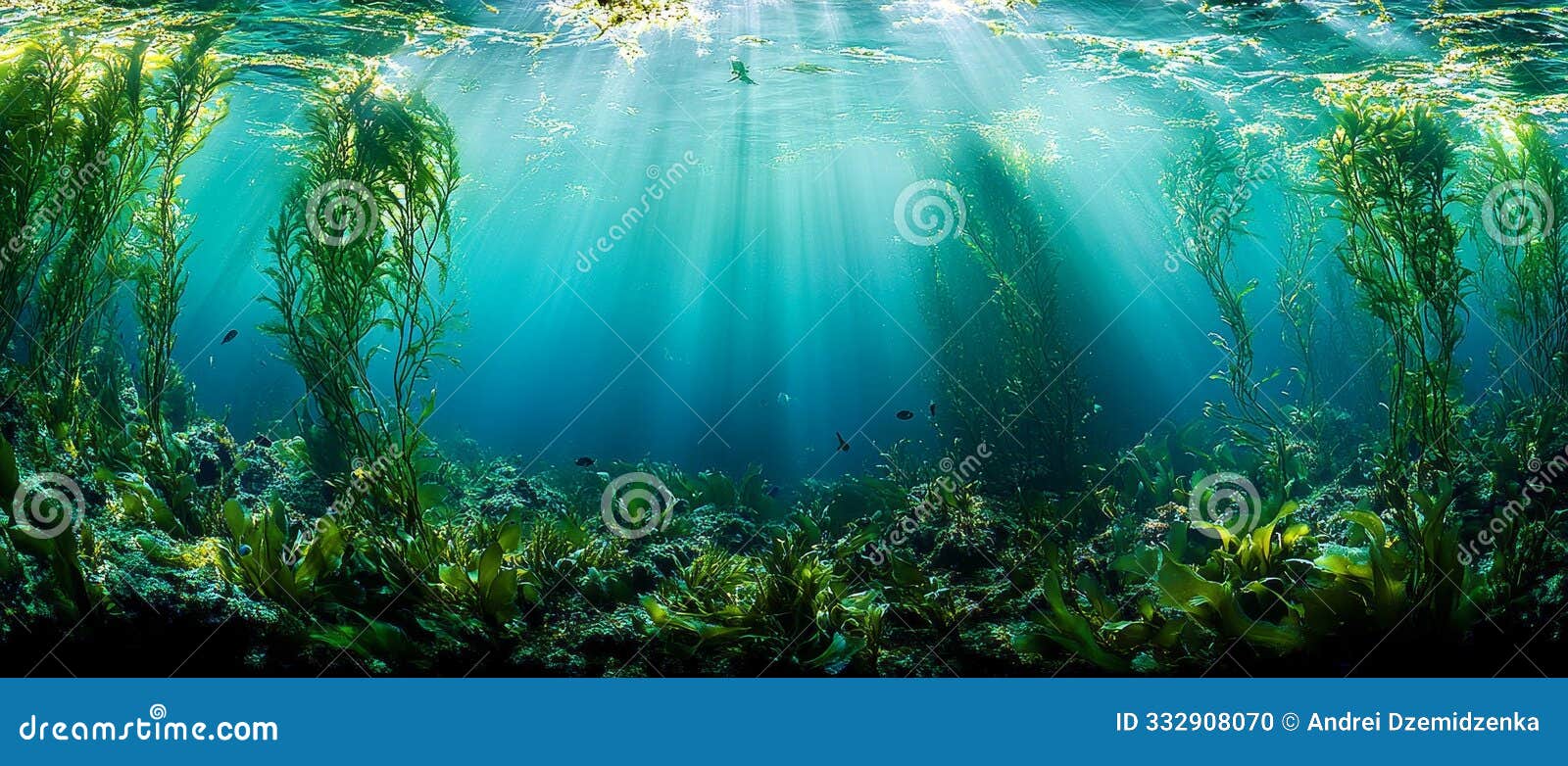 A Kelp Forest with Tall Stalks Reaching the Water Surface, Mainly ...