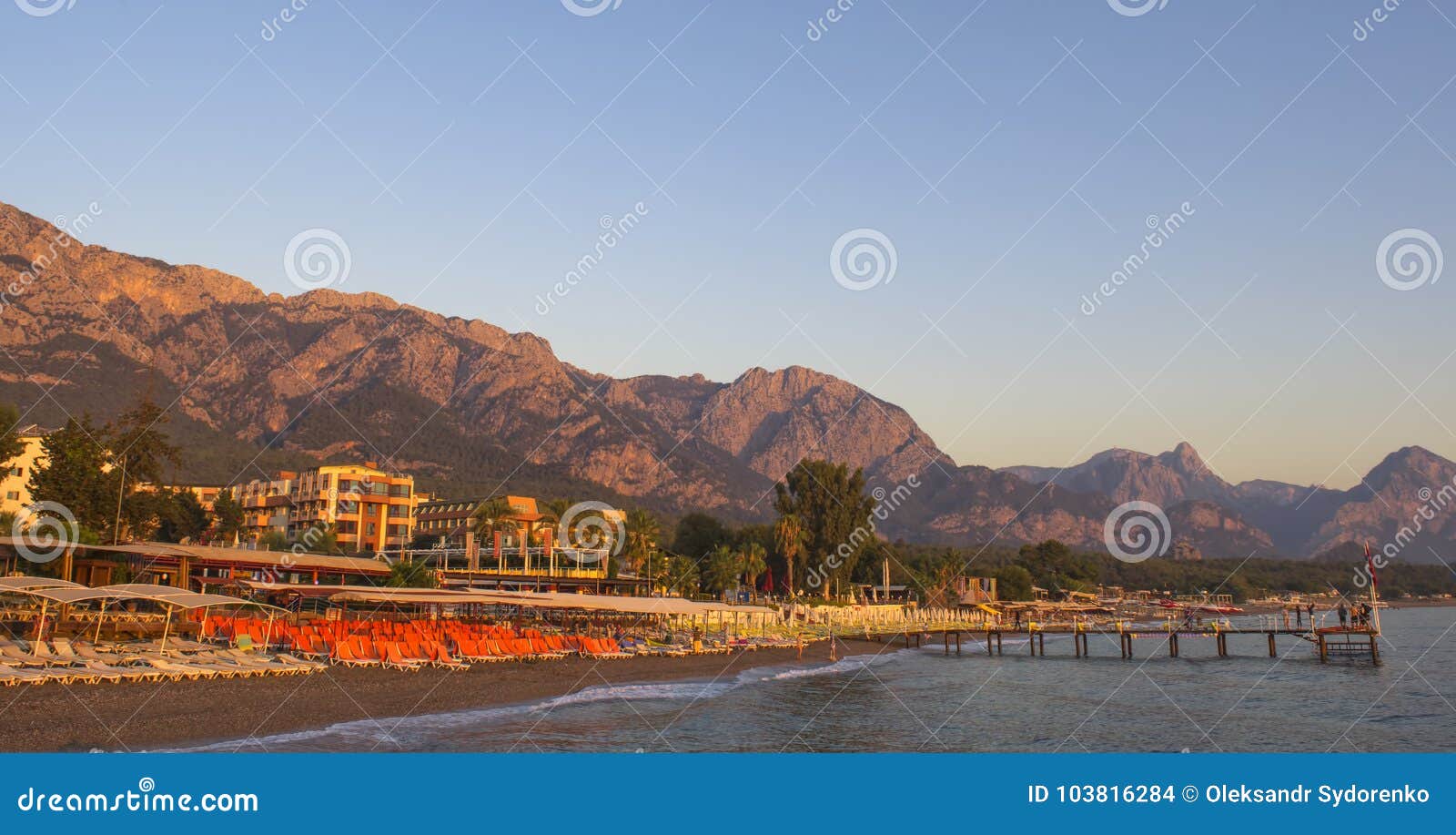 KEMER, TURKEY - OCT 5, 2017: Dawn on a Beach in Kemer Editorial Stock ...
