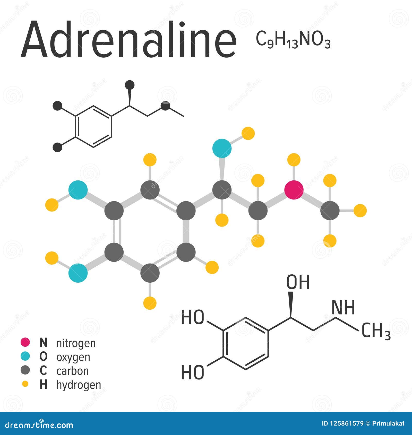 Kemisk Formel Av Vektoradrenalinmolekylen Vektor Illustrationer ...