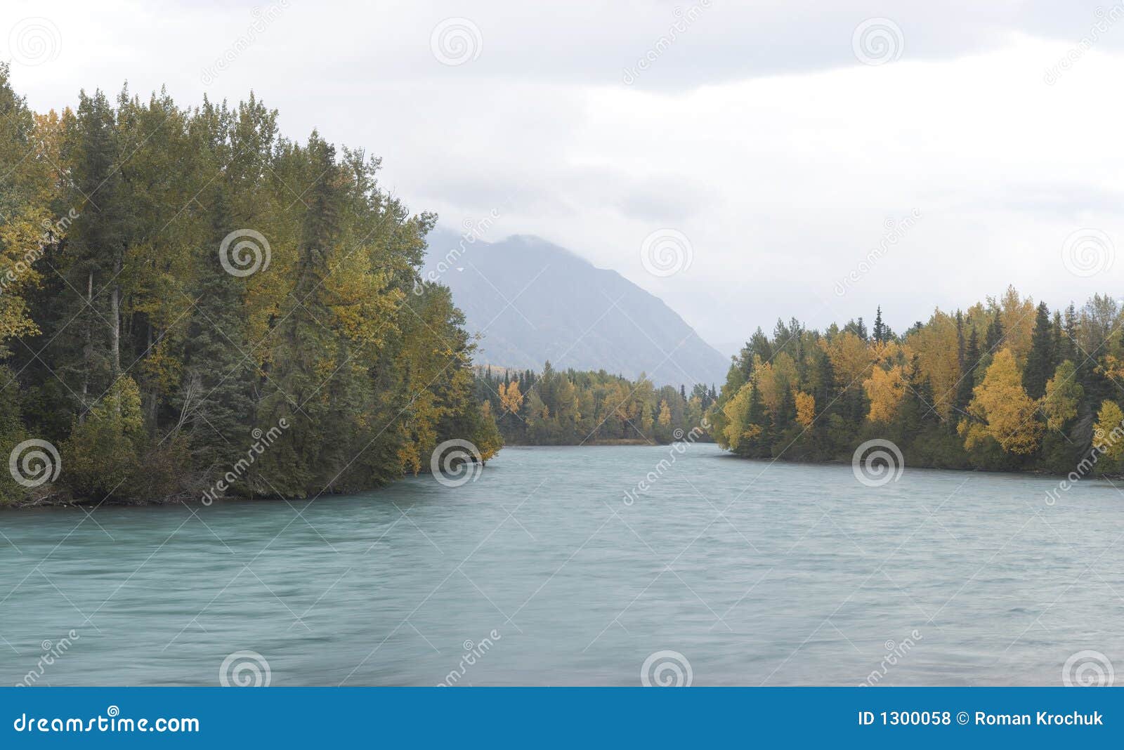 Kenai River on Cloudy Fall Day Stock Photo - Image of stream, colorful ...