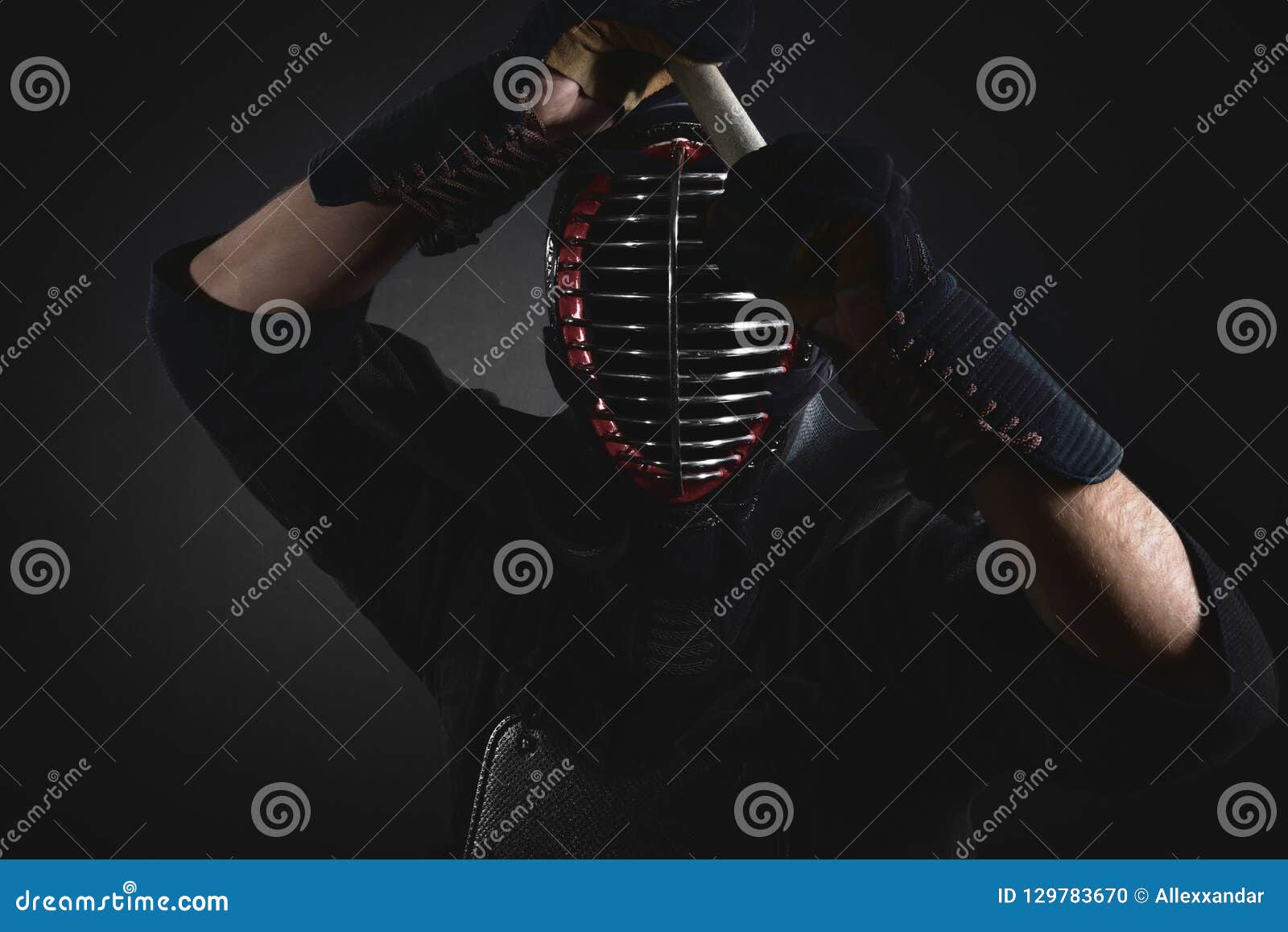 Kendo Fighter with Shinai Bamboo Sword Tradition Kendo Armor Stock ...