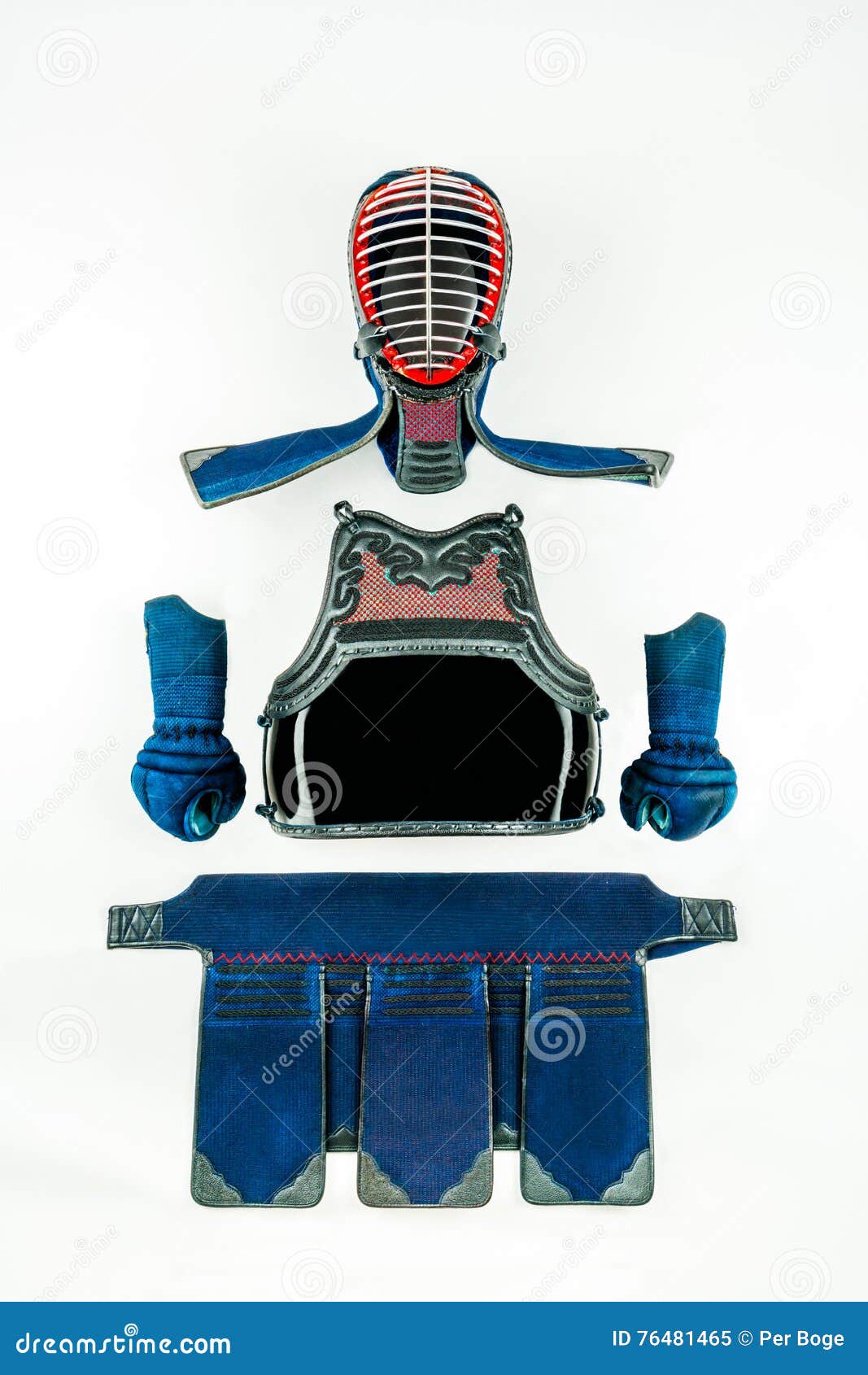Kendo - Kendoka Armor and Equipment Arranged and Displayed on White ...