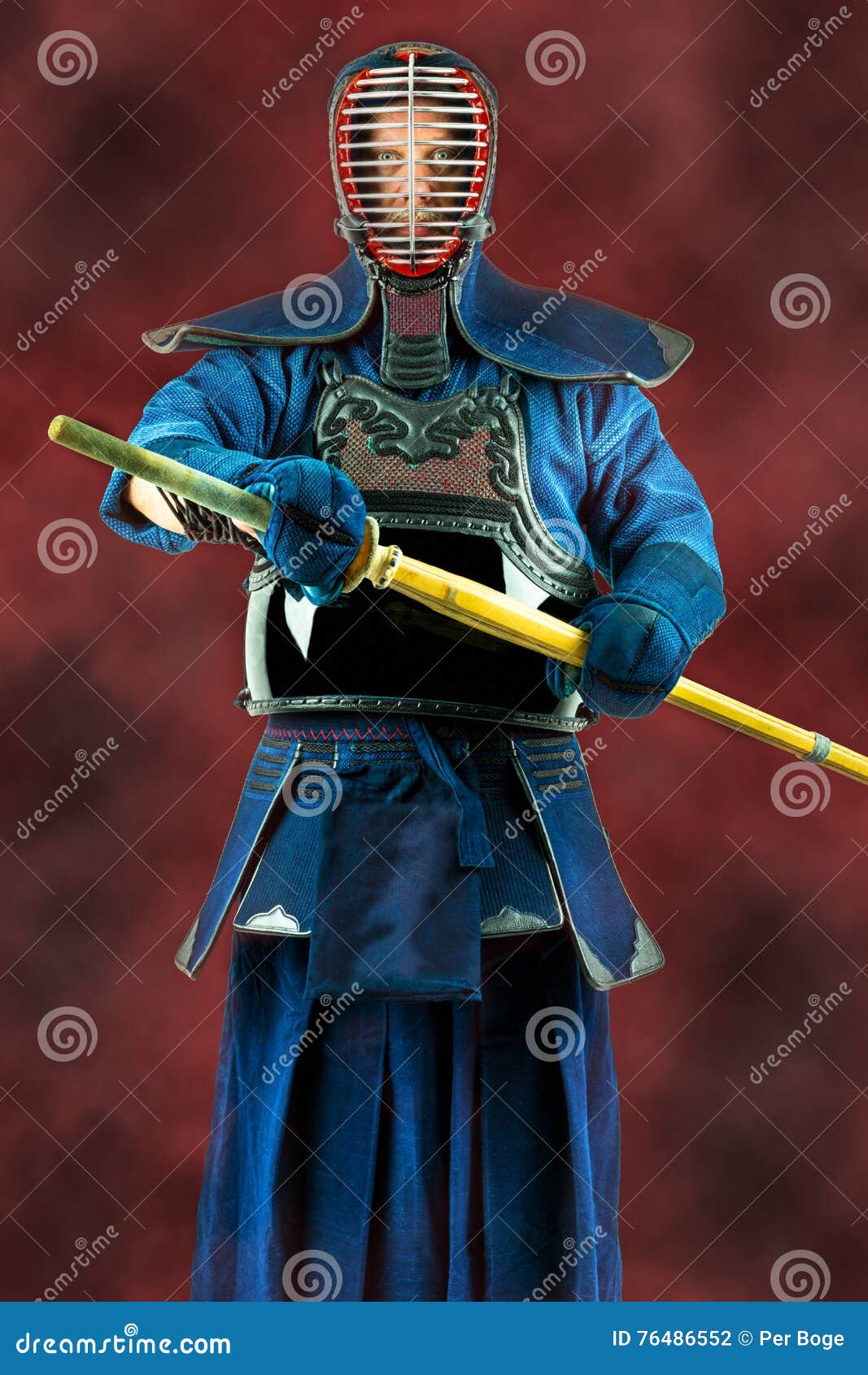 Kendo - Kendoka in Full Armor and Bamboo Sword. Studio Shot. Stock ...