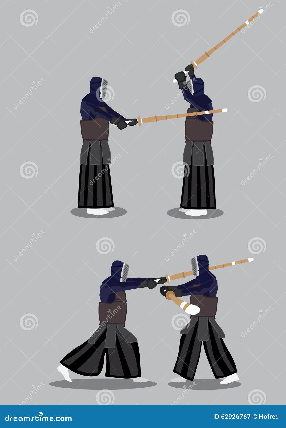 Kendo Martial Arts Preparation Pose Vector Illustration | CartoonDealer ...