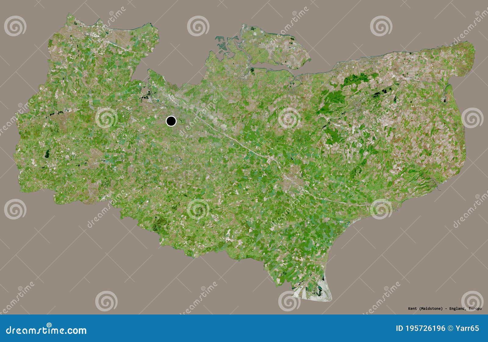 Kent, Administrative County of England, on Solid. Satellite Stock ...