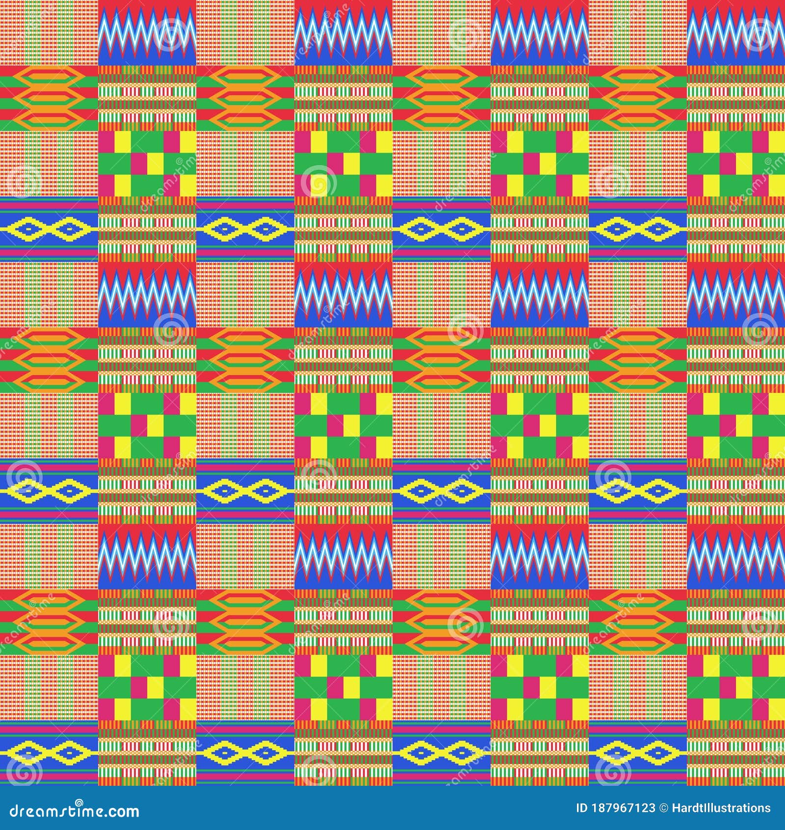 Kente Cloth Seamless Pattern Stock Illustration - Illustration of ...