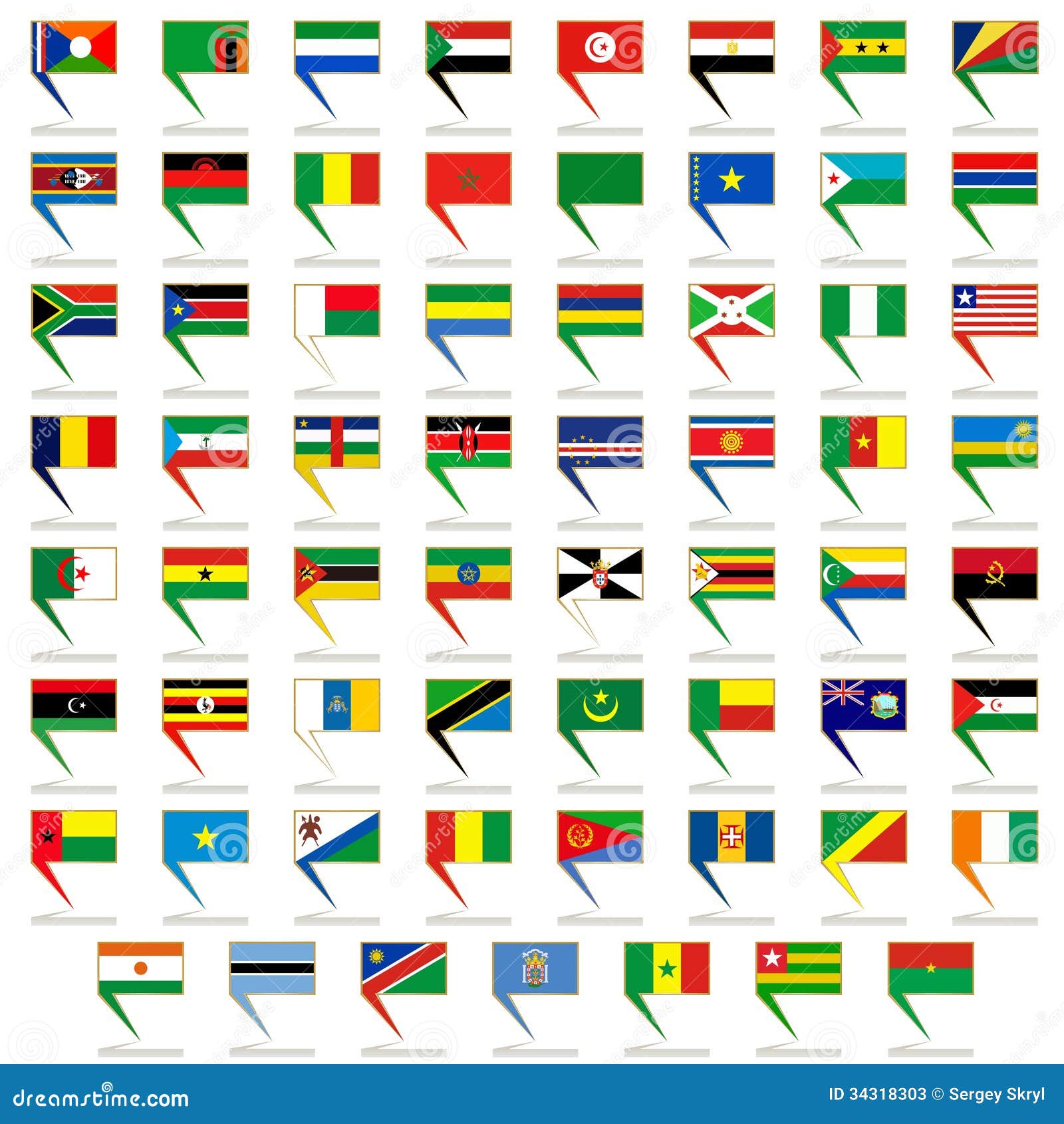 Kentekens Met Vlaggen Van Afrika Vector Illustratie - Illustration of ...